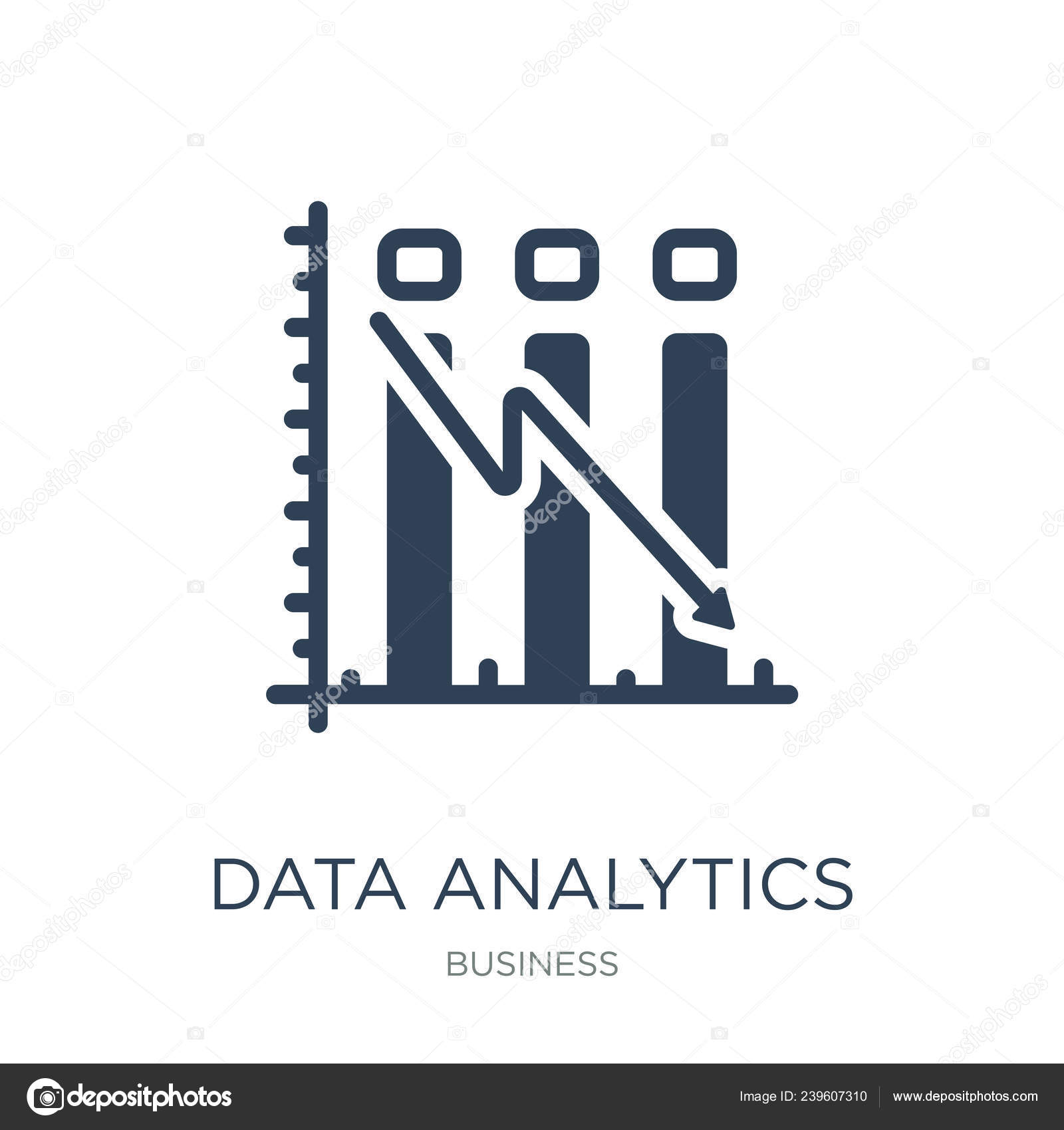 Data Analytics Descending Line Graphic Icon Vector White Background Data Stock Vector Image by ...