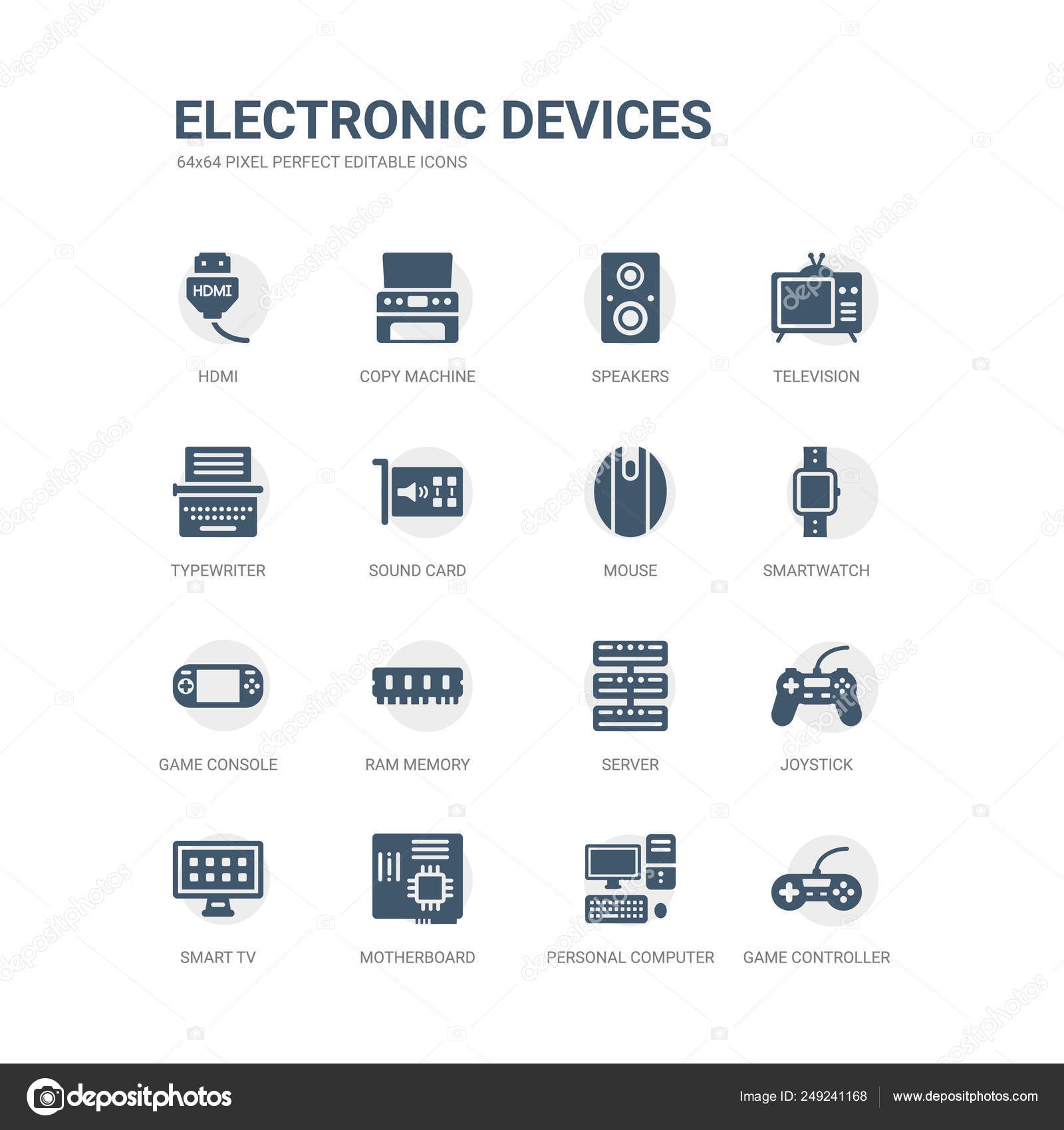 Simple set of icons such as game controller, personal computer ...