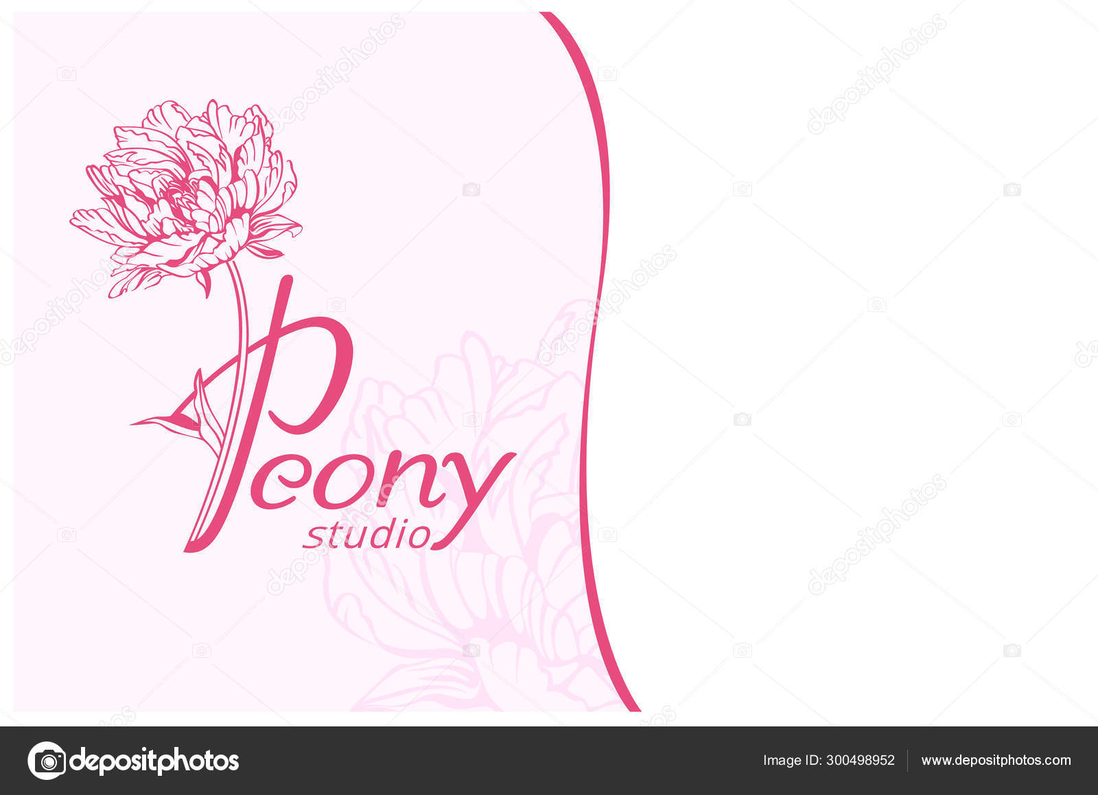 Peony Logo Business Cards Design Template Monogram Letter Pink Peony ...