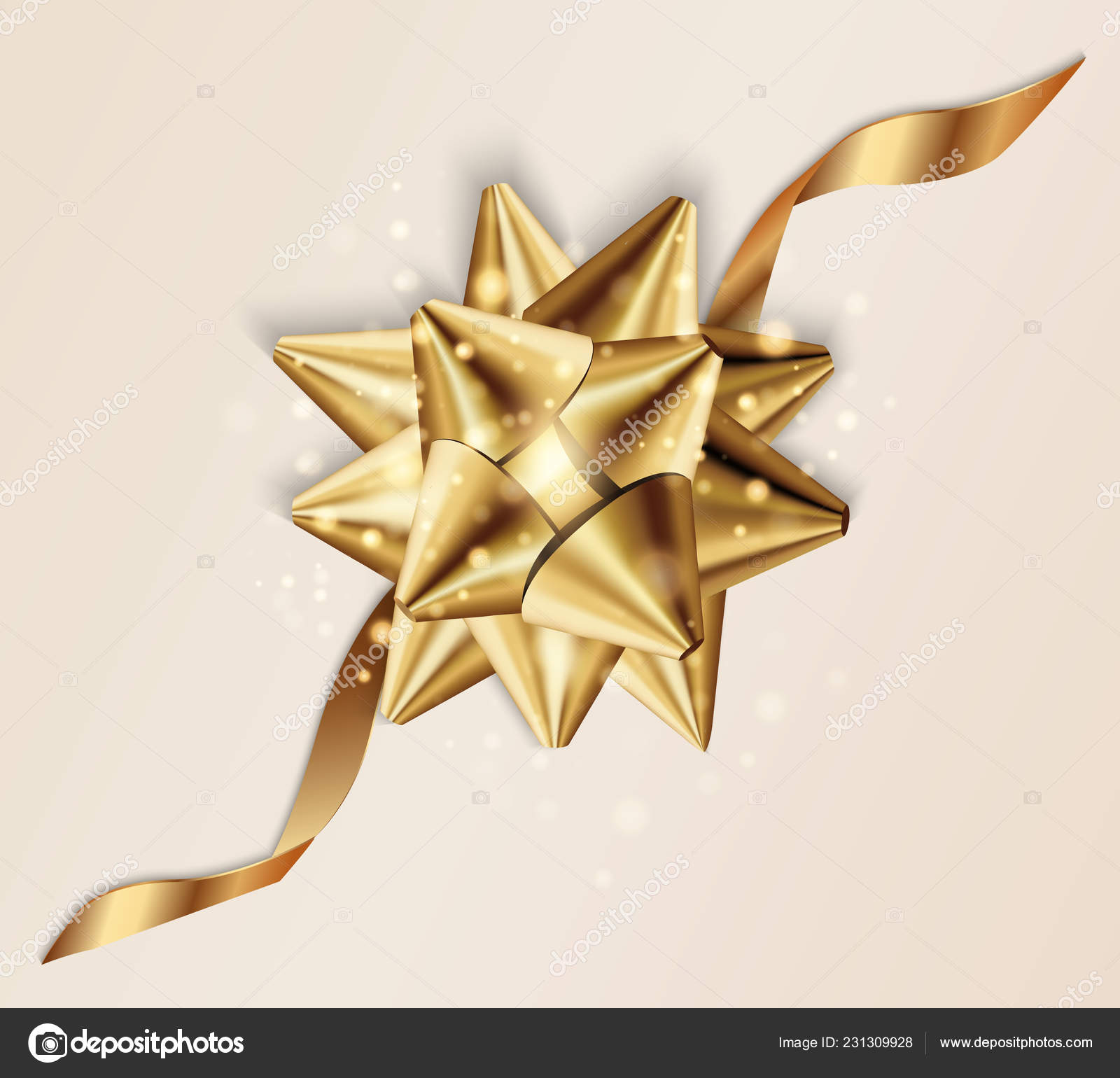 Realistic Beautiful Gold Bow Isolated Transparent Background Gold ...