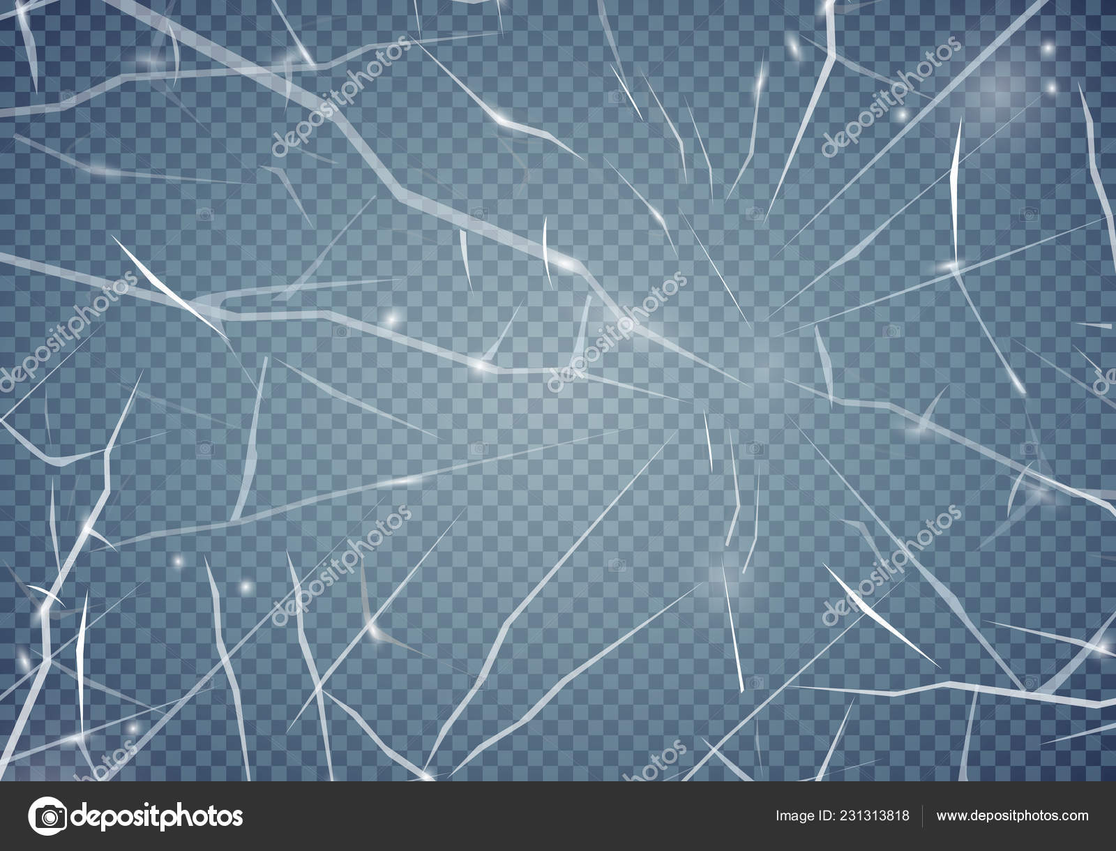 Surface Texture Cracked Ice Isolated Transparent Background Vector ...