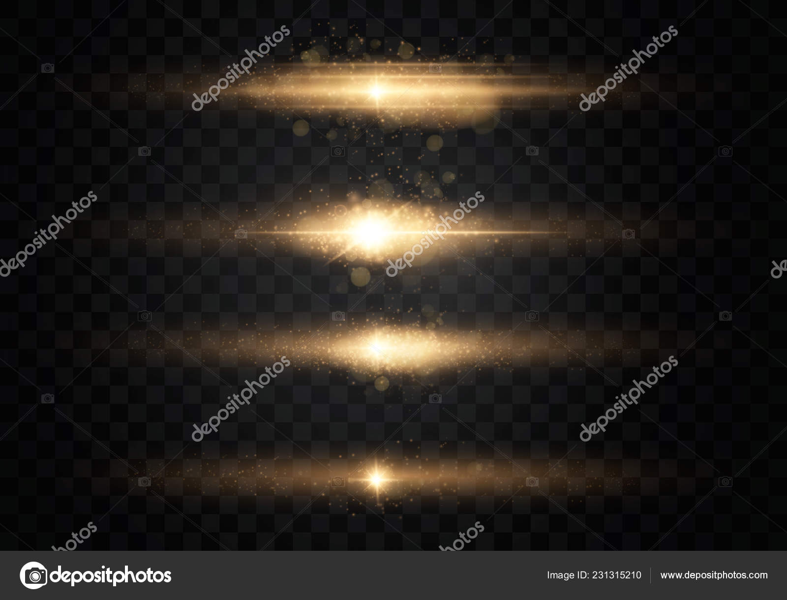 Set Shining Star Sun Particles Sparks Highlight Effect Color Bokeh ...