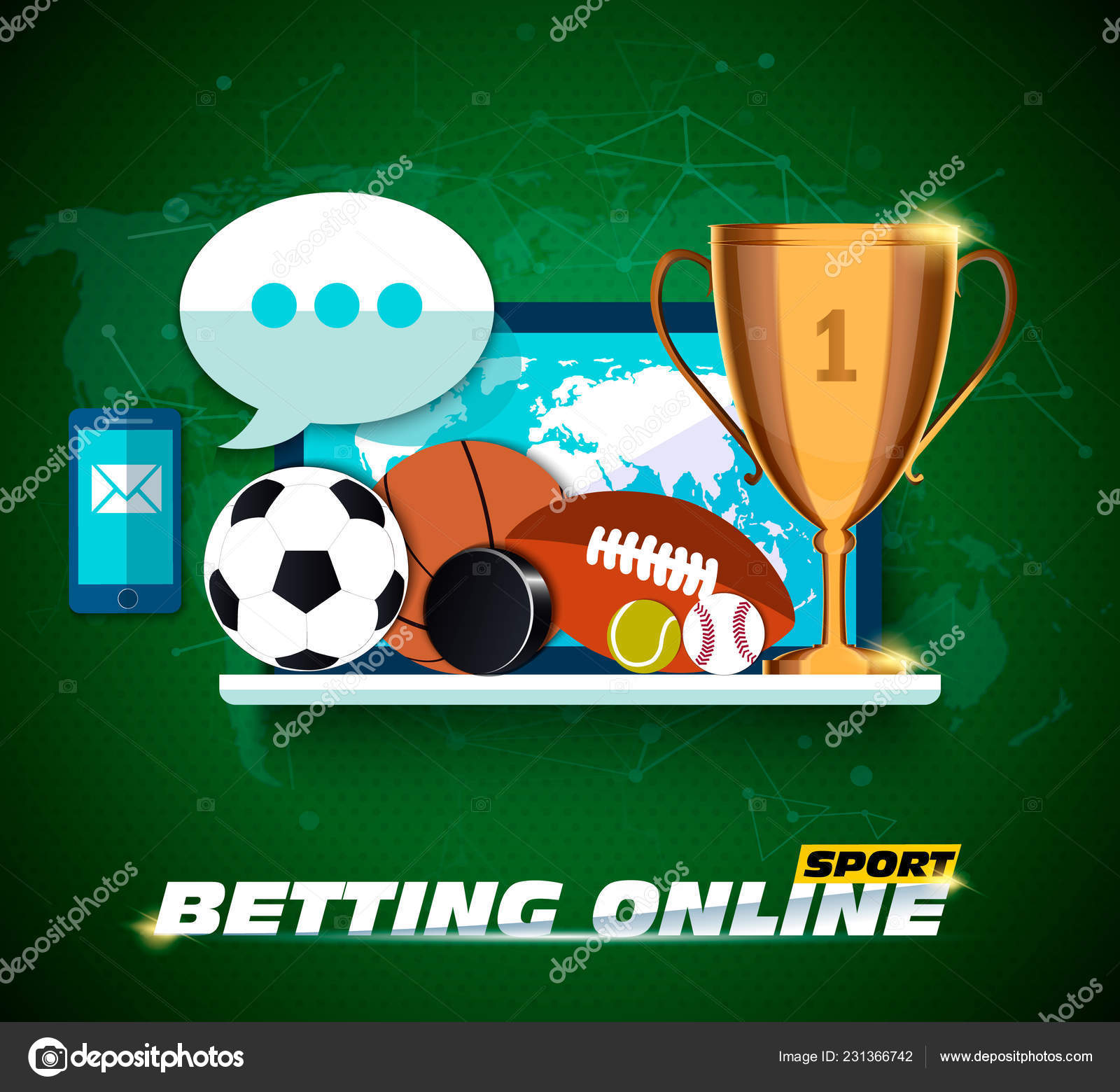 Concept for web banner sports betting statistics. Flat design icons for ...