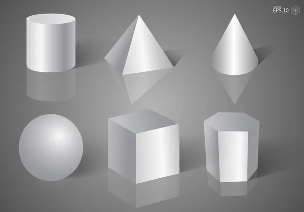 Set of basic 3d shapes. Black geometric solids on a white backgr Stock Vector Image by ©Farber ...