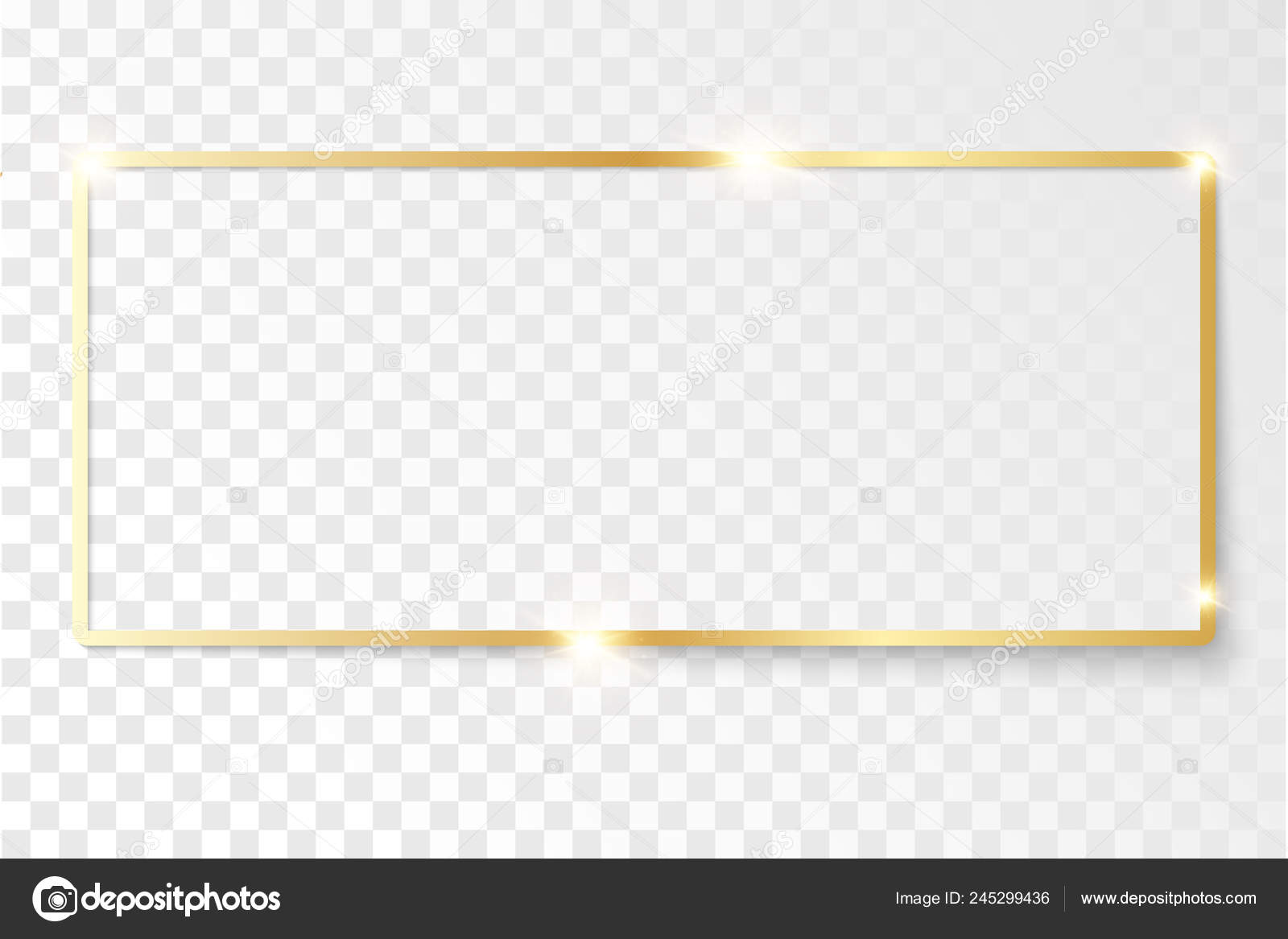 Goldener Rahmen mit glänzendem Glanz. Rahmen mit Schatten isoliert auf ...