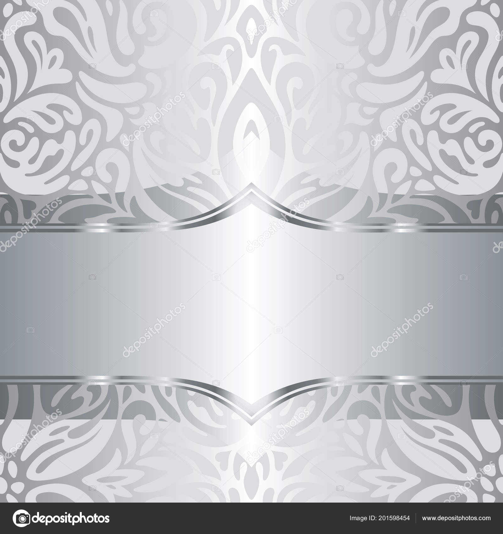 Silver Shiny Floral Vintage Pattern Wallpaper Background Design Stock ...