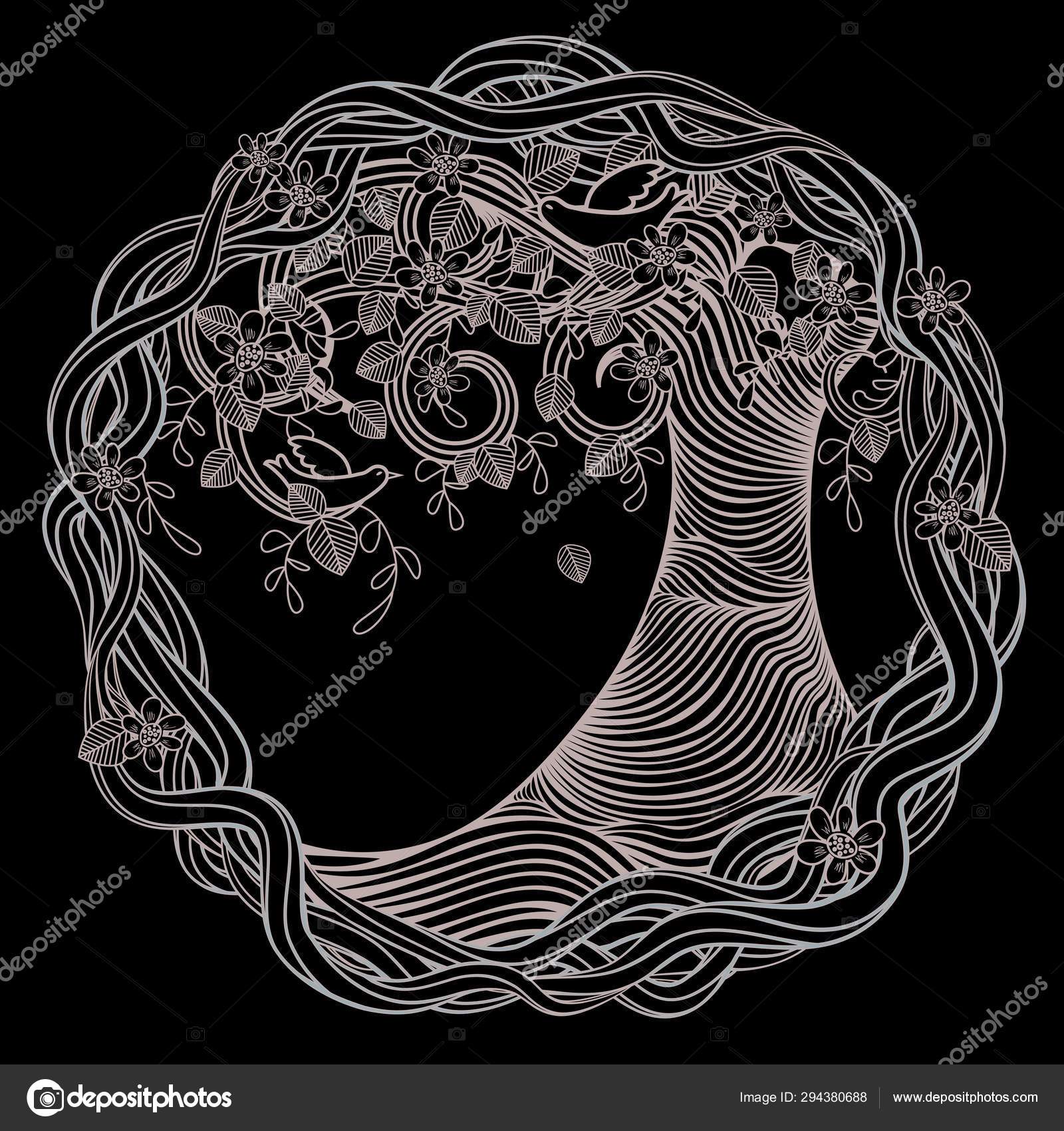 Circle Tree Coloring Page Stock Illustration by ©smk0473 #294380688