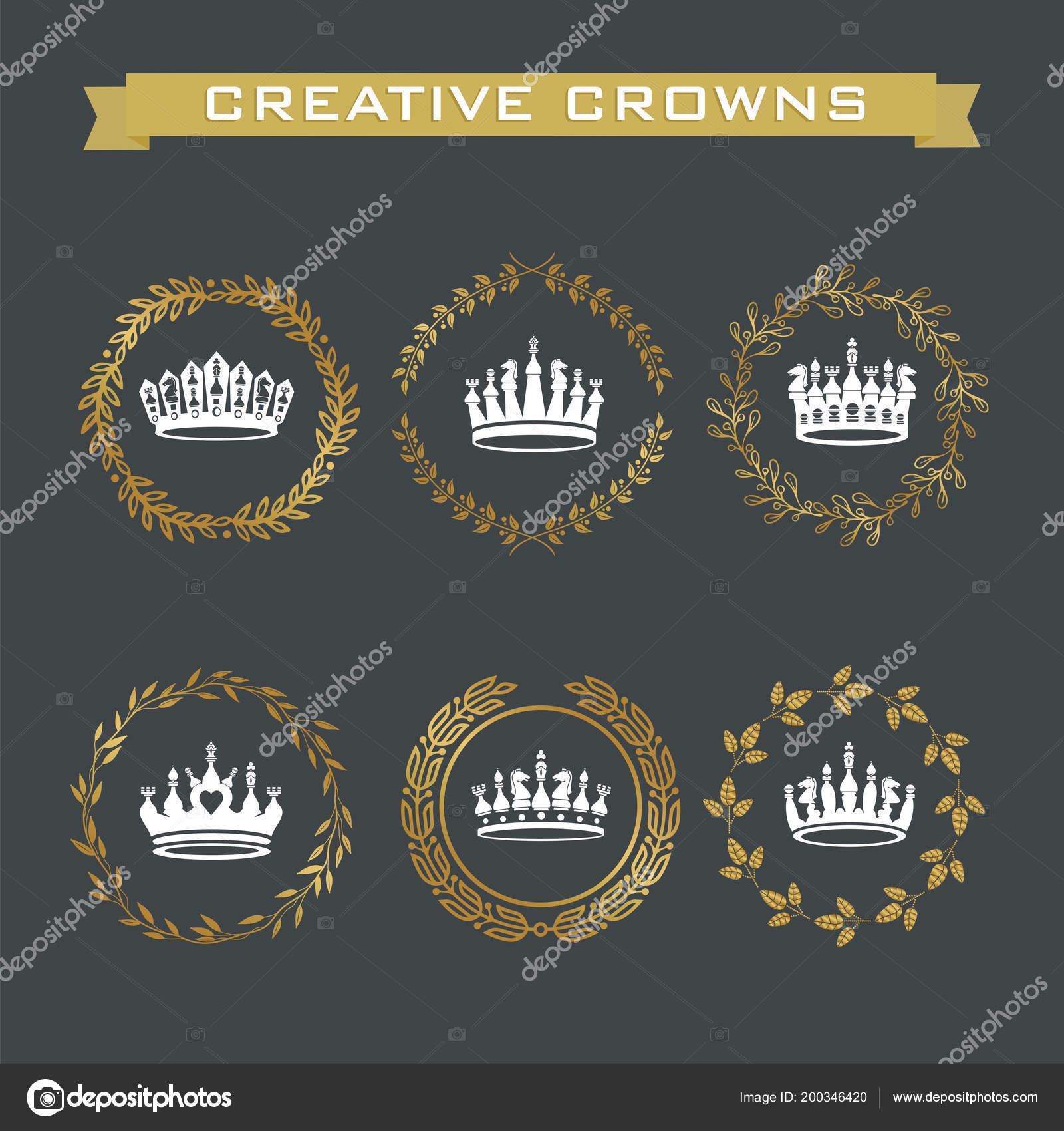 Rei e rainha coroas símbolos vetor(es) de stock de ©fontgraf 200346420