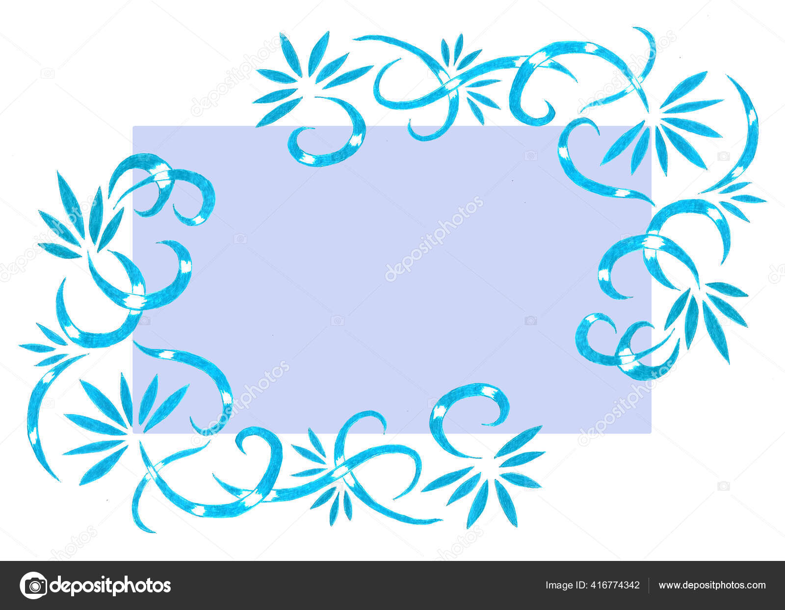 Blue Floral Elegant Card Frame — Stock Photo © Mahzuza #416774342
