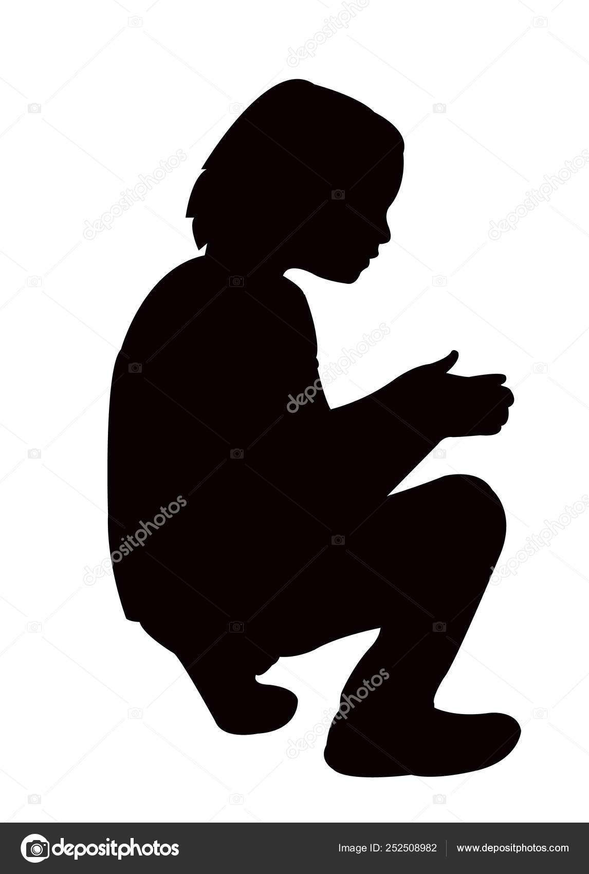 Kind Sitzt Silhouette