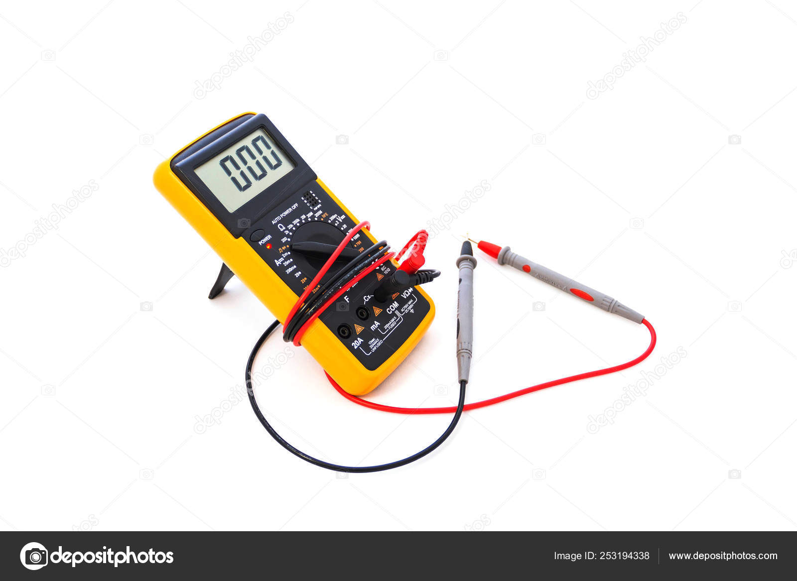 Digital Multimeter Red Black Probe Display Indicating Zero Isolated ...