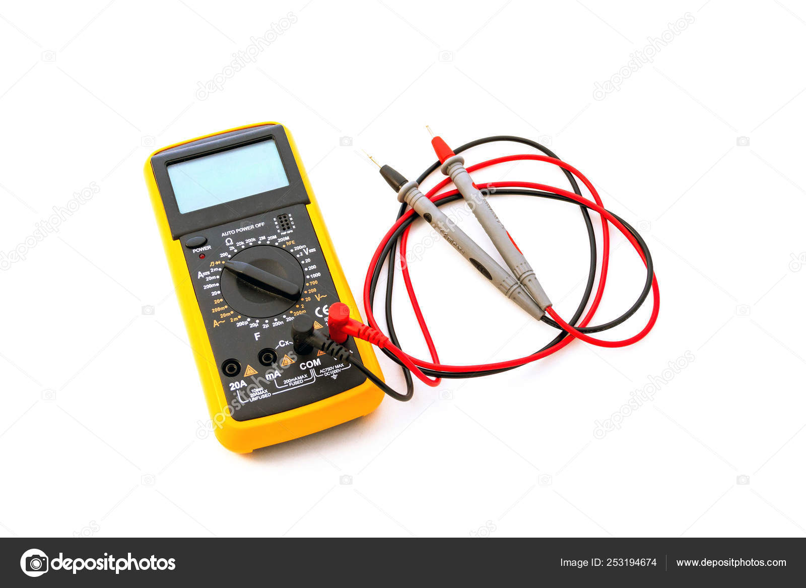 Digital Multimeter Red Black Probe Display Turned Isolated White ...