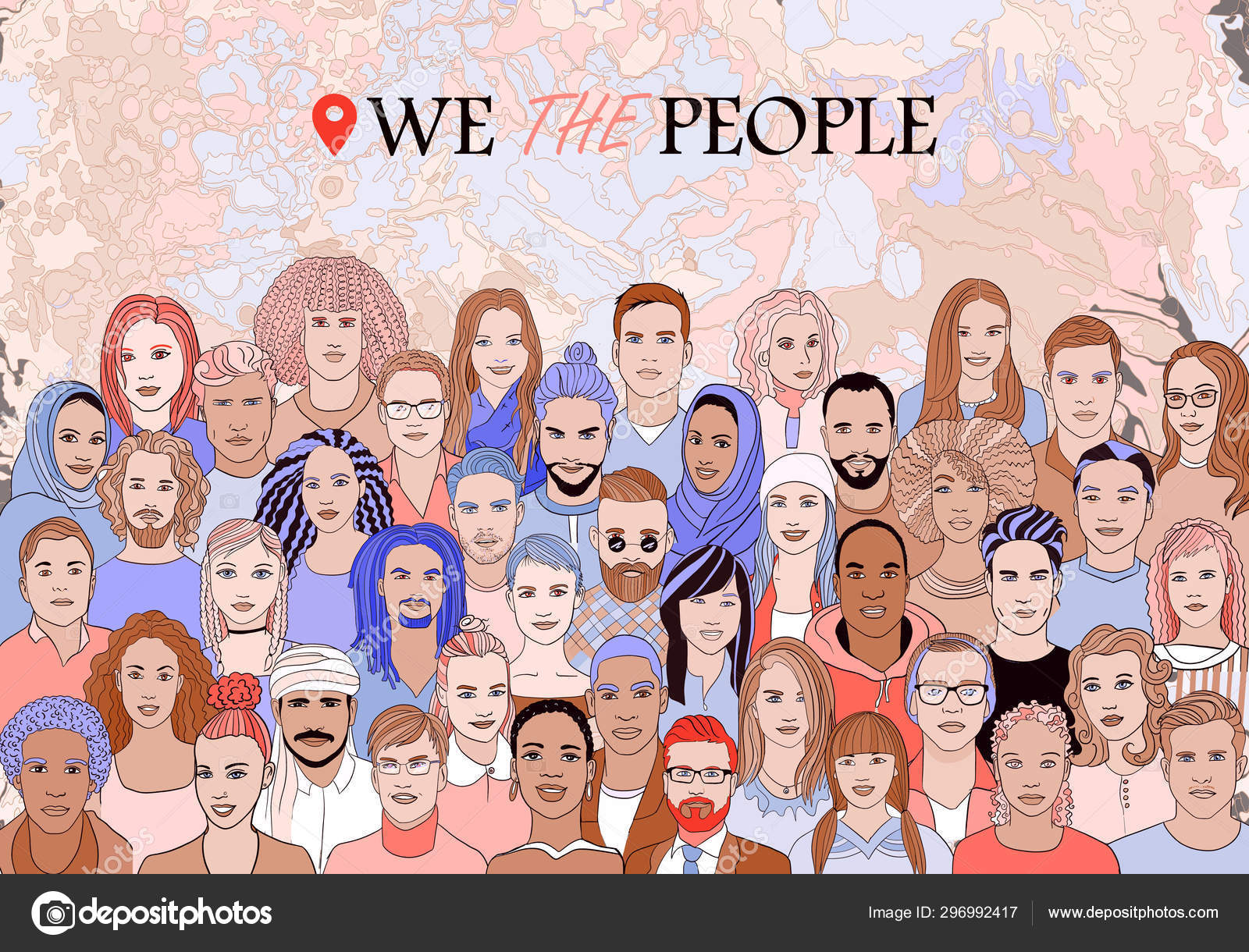 Group People Different Nationalities Men Women Different Skin Colors ...