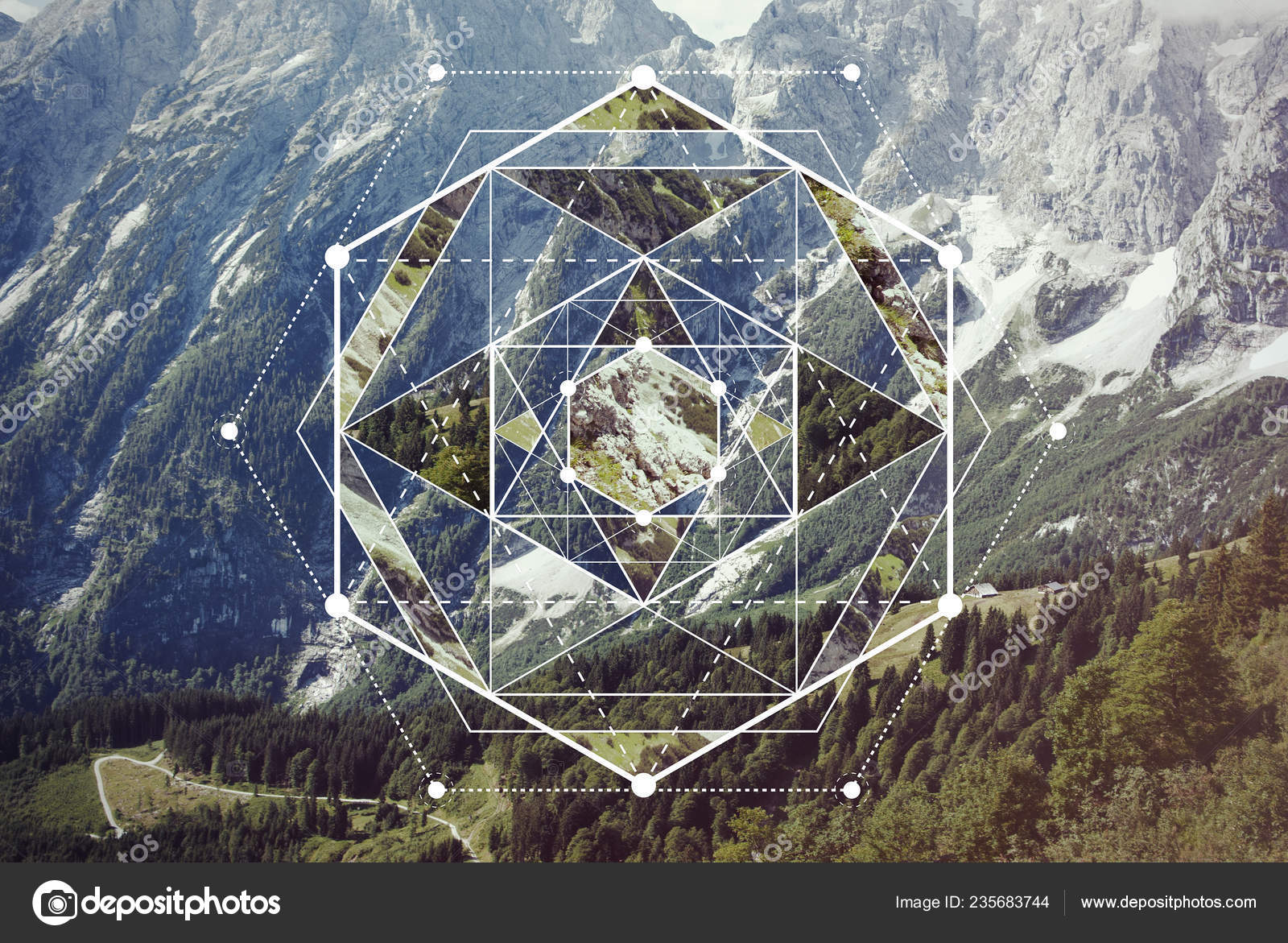 Geometric Collage Image Mountain Landscape Abstract Background Harmony ...