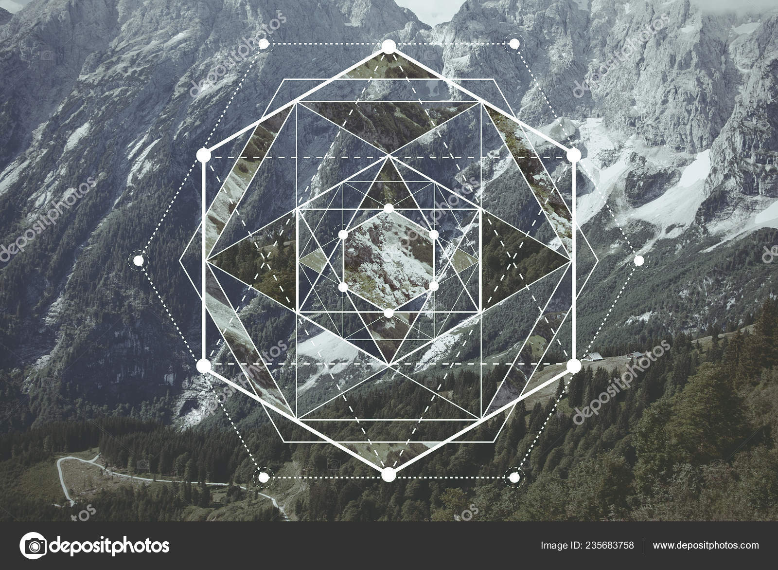 Geometric Collage Image Mountain Landscape Abstract Background Harmony ...