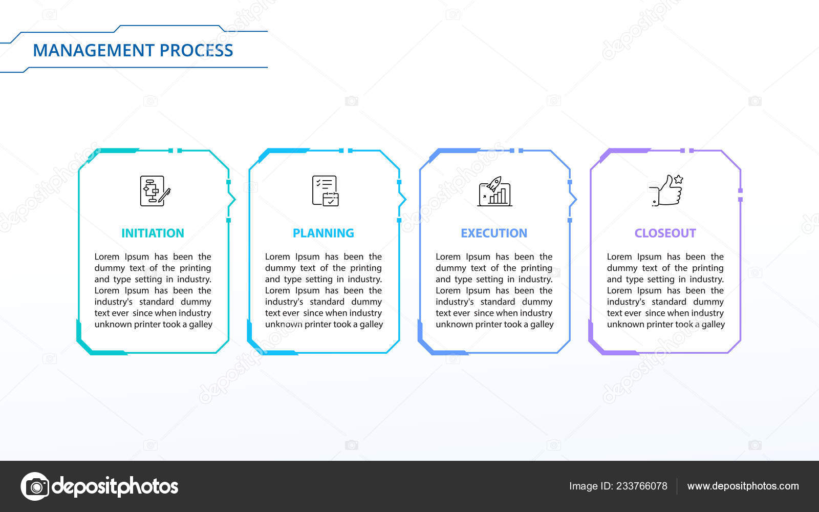 Project Management Process Infographics Four Step Process Business Data ...