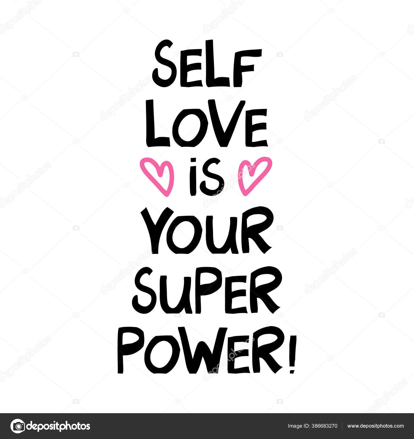Selflove Your Super Power Cute Hand Drawn Lettering Modern Scandinavian ...