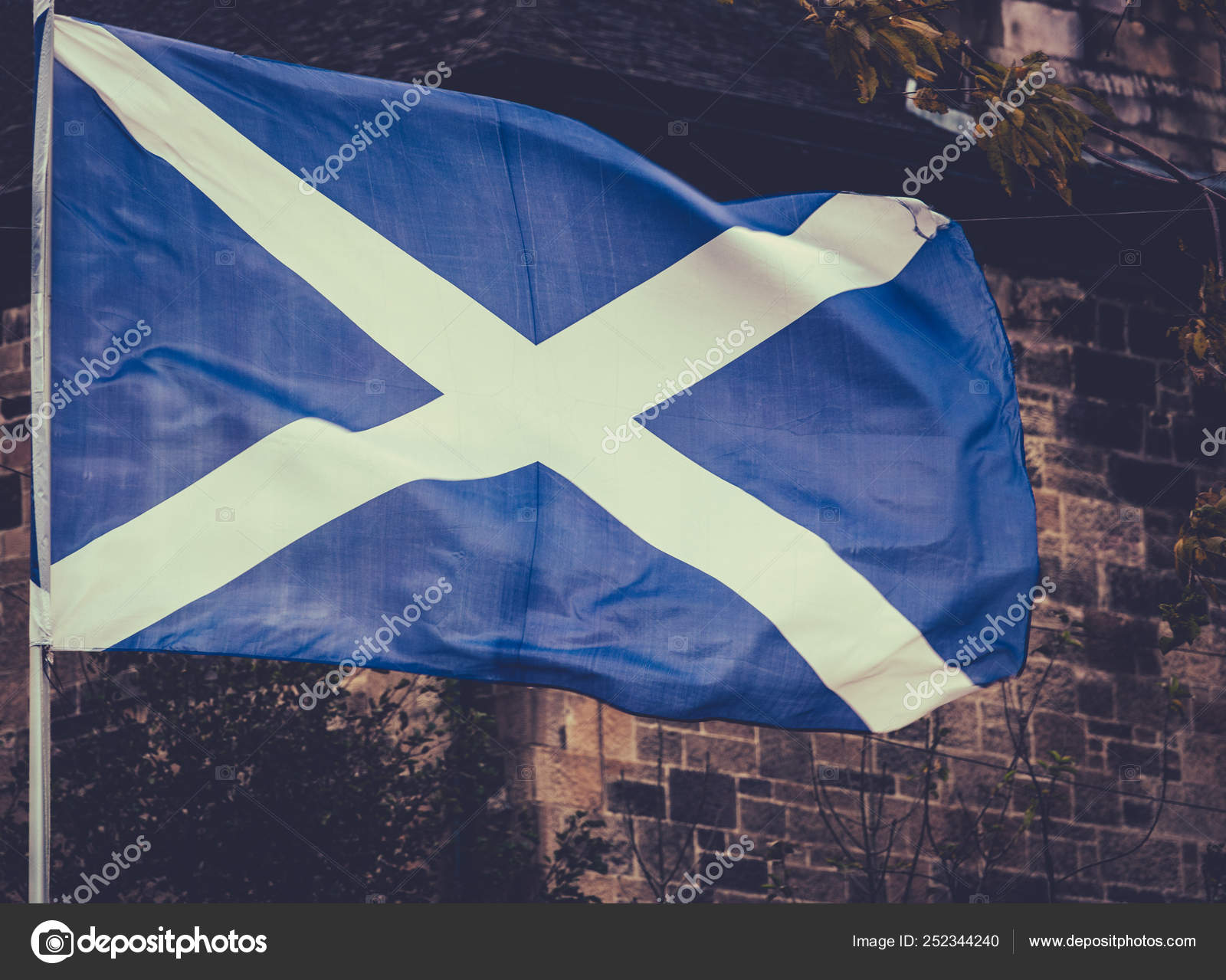 Scottish Flag Outside a House in Glasgow Stock Photo by ...