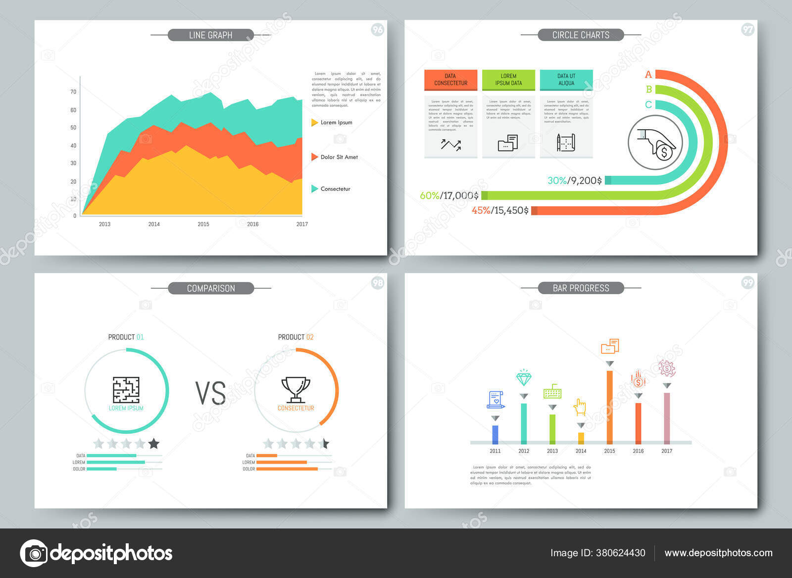 Minimal infographic brochure template. Pages with comparison diagram ...