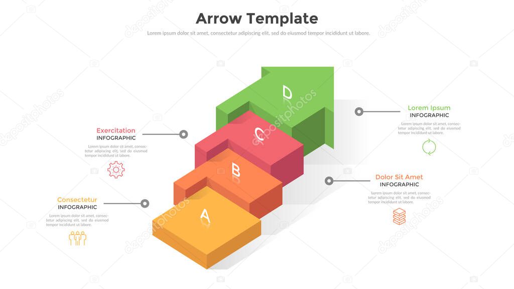 Diagrama de flechas dividido en 4 partes coloridas y lugar para el ...
