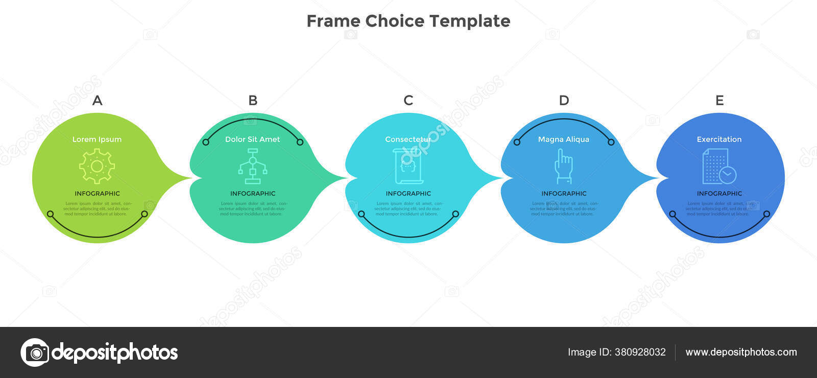 Five Circular Pointer Elements Placed Horizontal Row Concept Successive ...