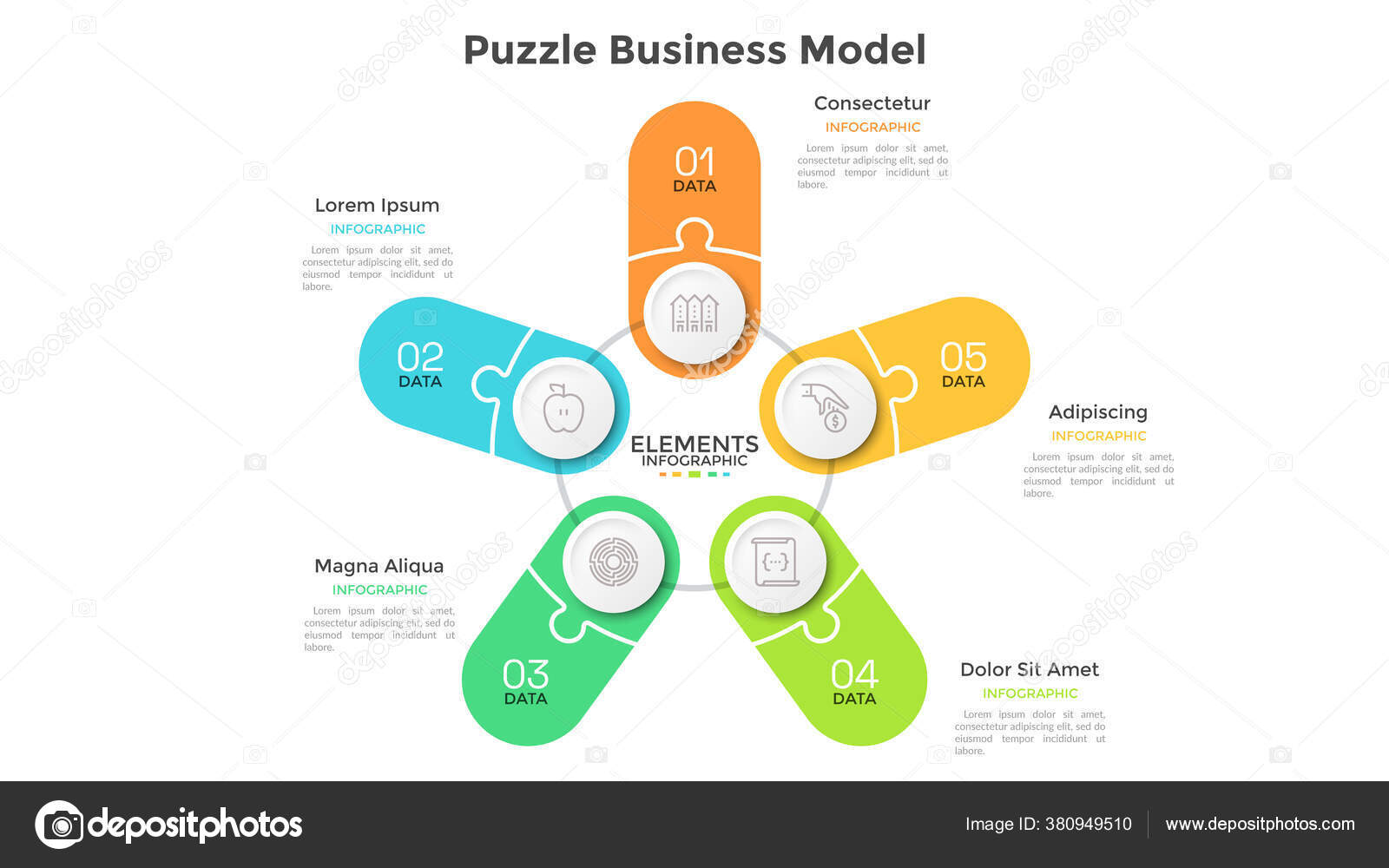 Circular Diagram Colorful Jigsaw Puzzle Pieces Concept Business Model ...