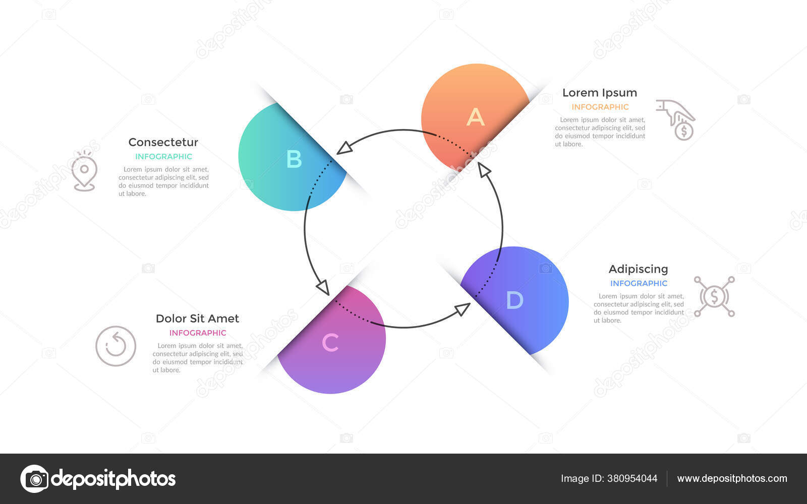 Cyclic Graph Circular Gradient Colored Elements Paper Slits Connected ...