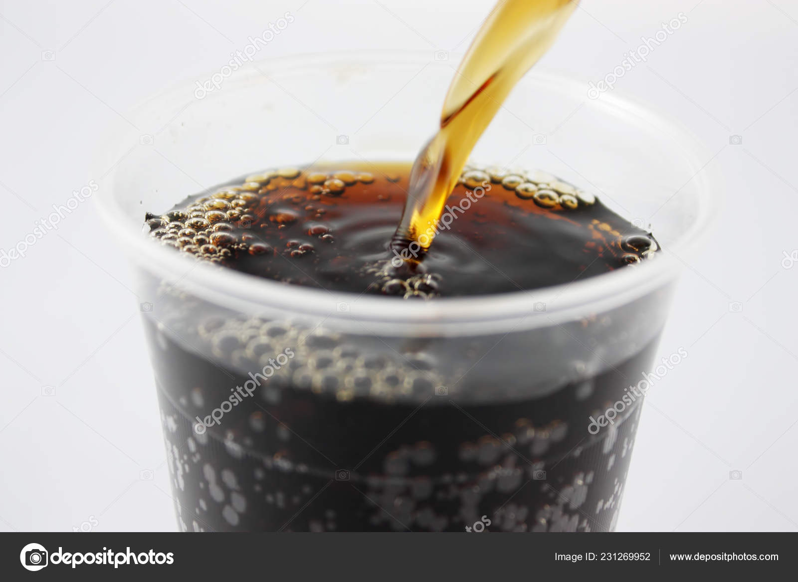 Pouring Cola Drink Disposable Cup White Background Stock Photo by ...