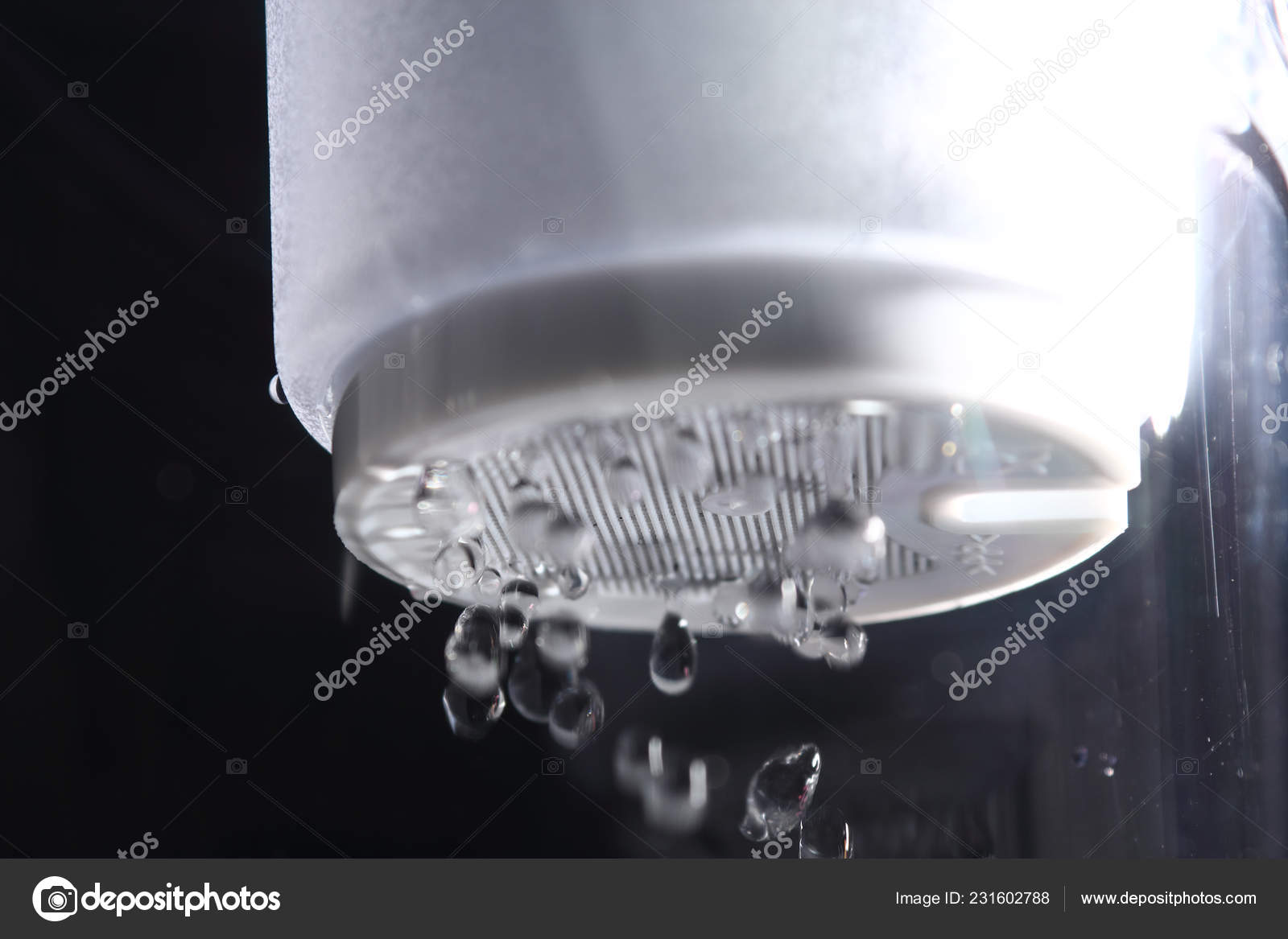 Drop Bubbles Water Water Filter Cartridge Macro Close Black Background ...