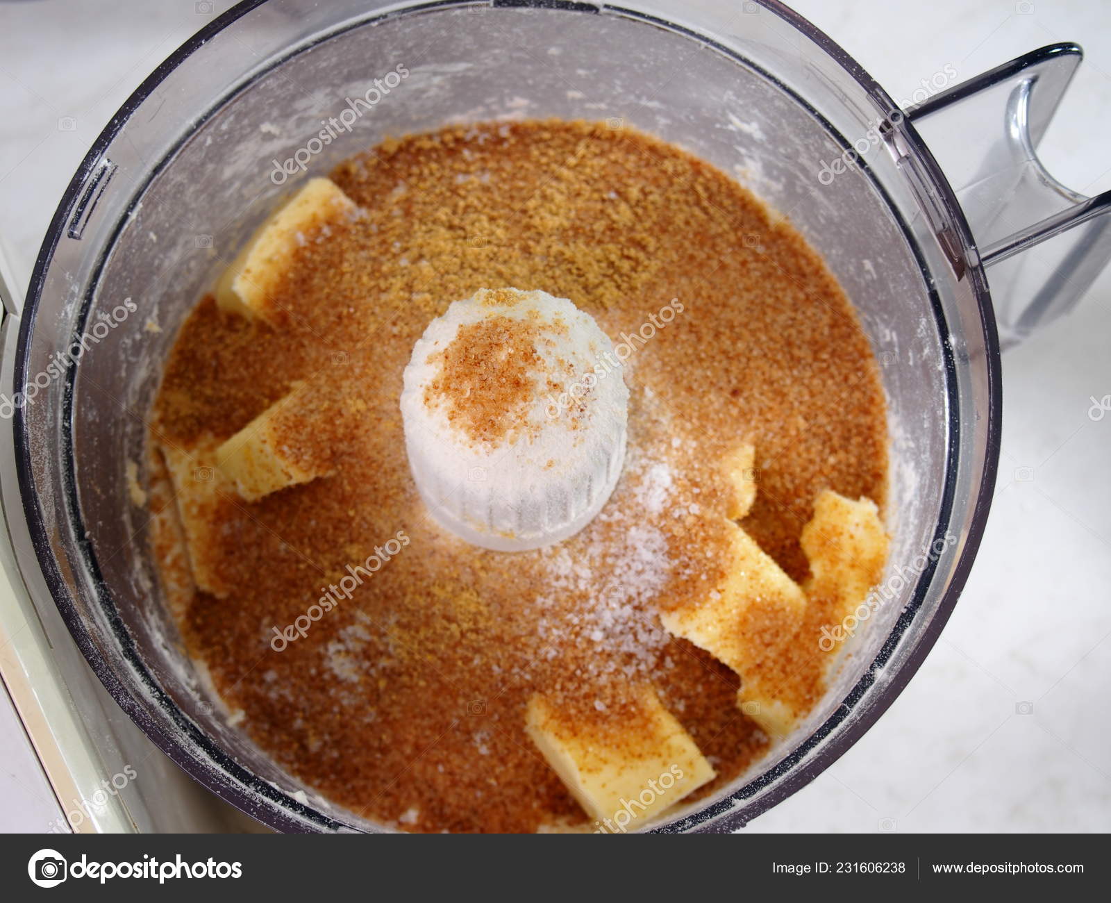 Diced Butter Brown Sugar Flour Mixing Making Treacle Pie Series Stock ...