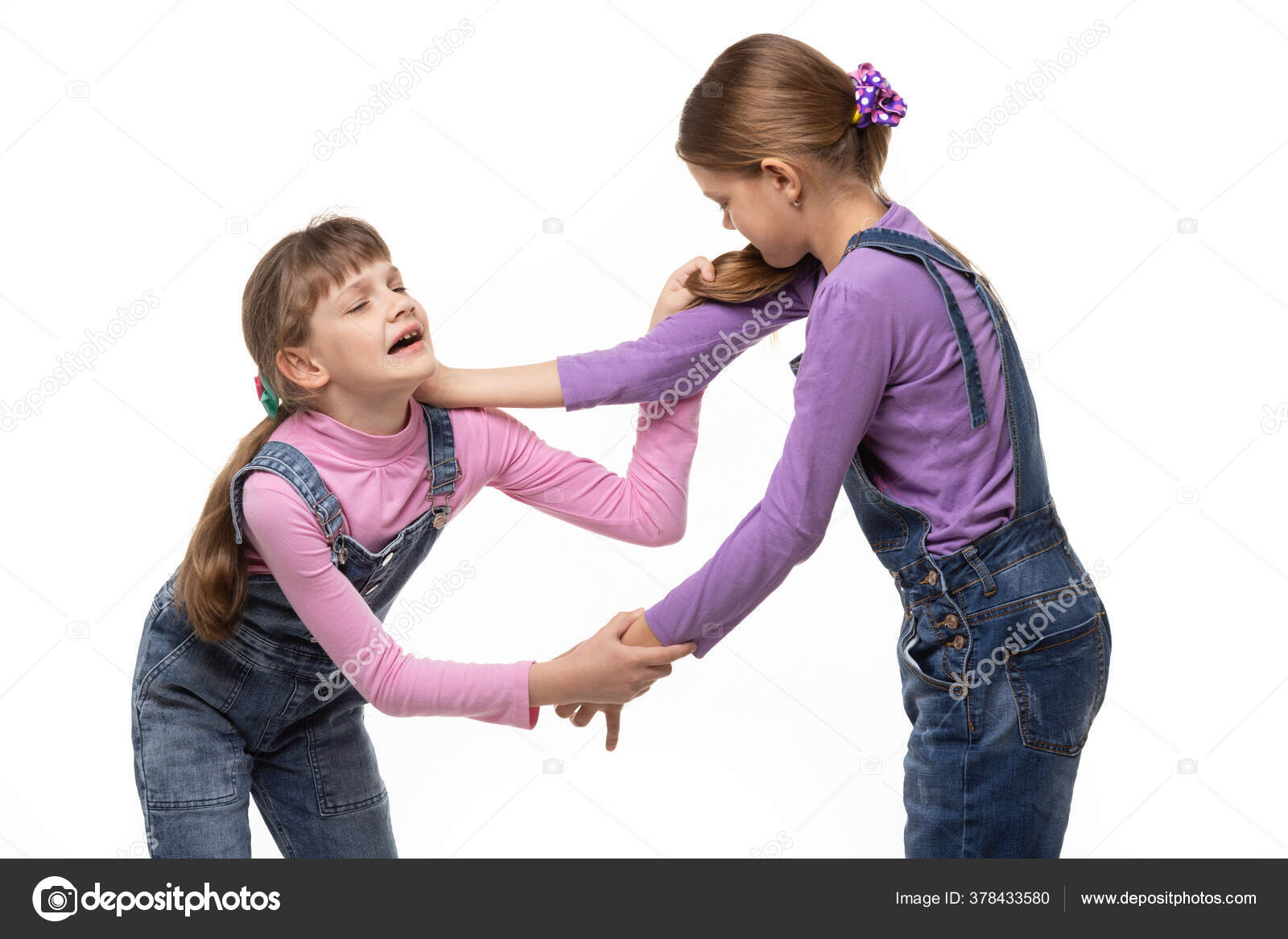 Two Girls Fight Hurt Each Other — Stock Photo © Madhourses #378433580