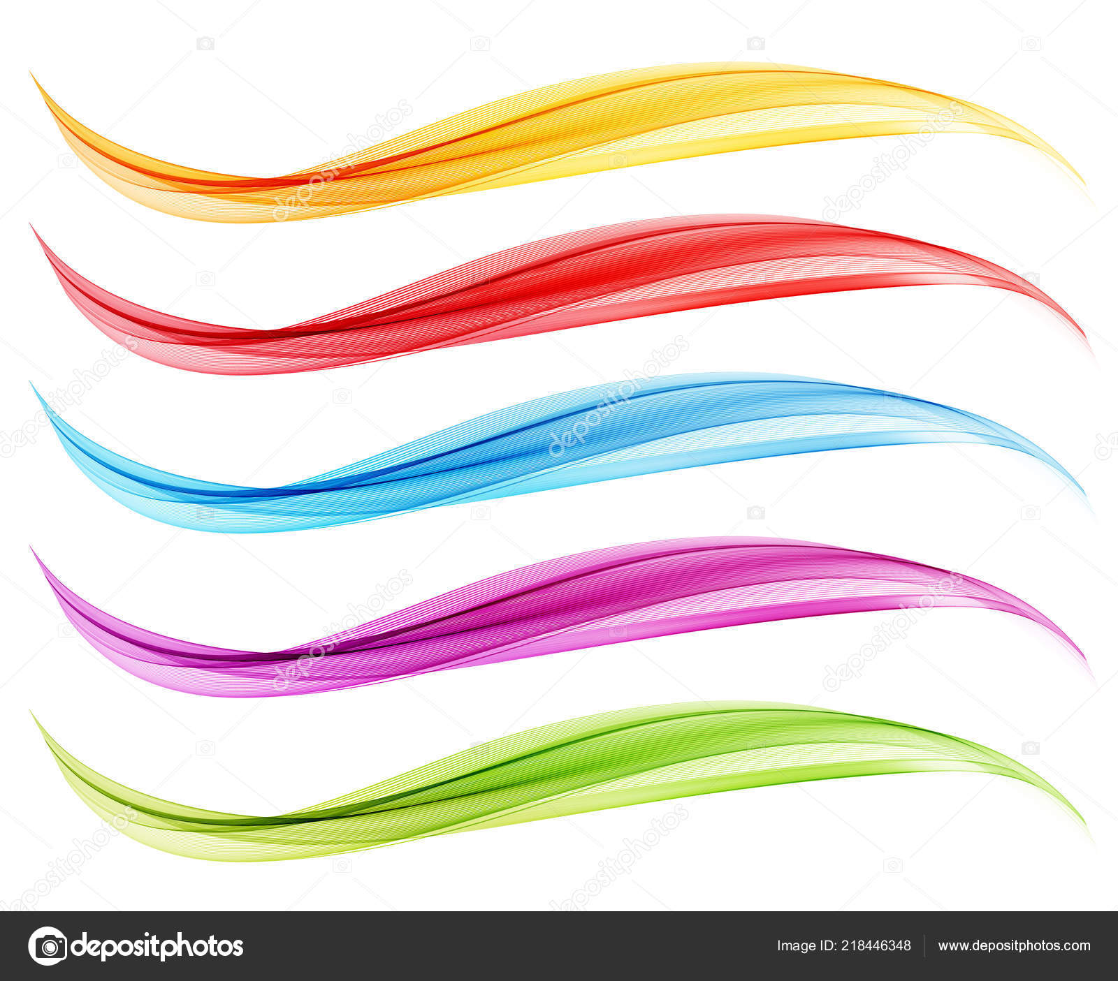 Set of Abstract vector flow transparent color wave. Stock Vector Image ...