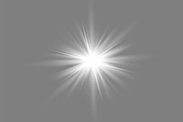 glowing lights effects isolated on gray background. Sun flash with rays ...