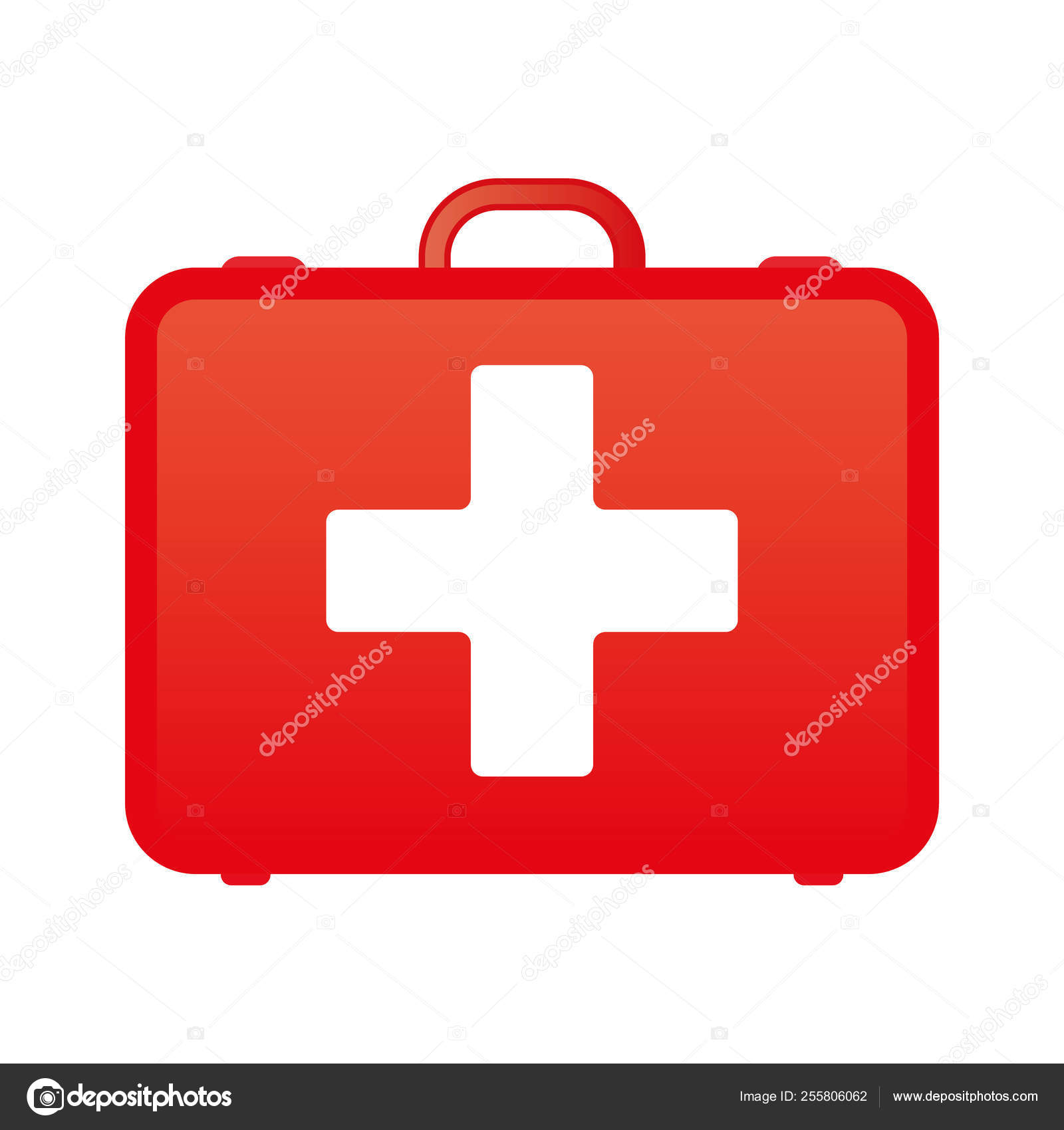 RED first aid kit isolated on blue background. Health, help and medical ...