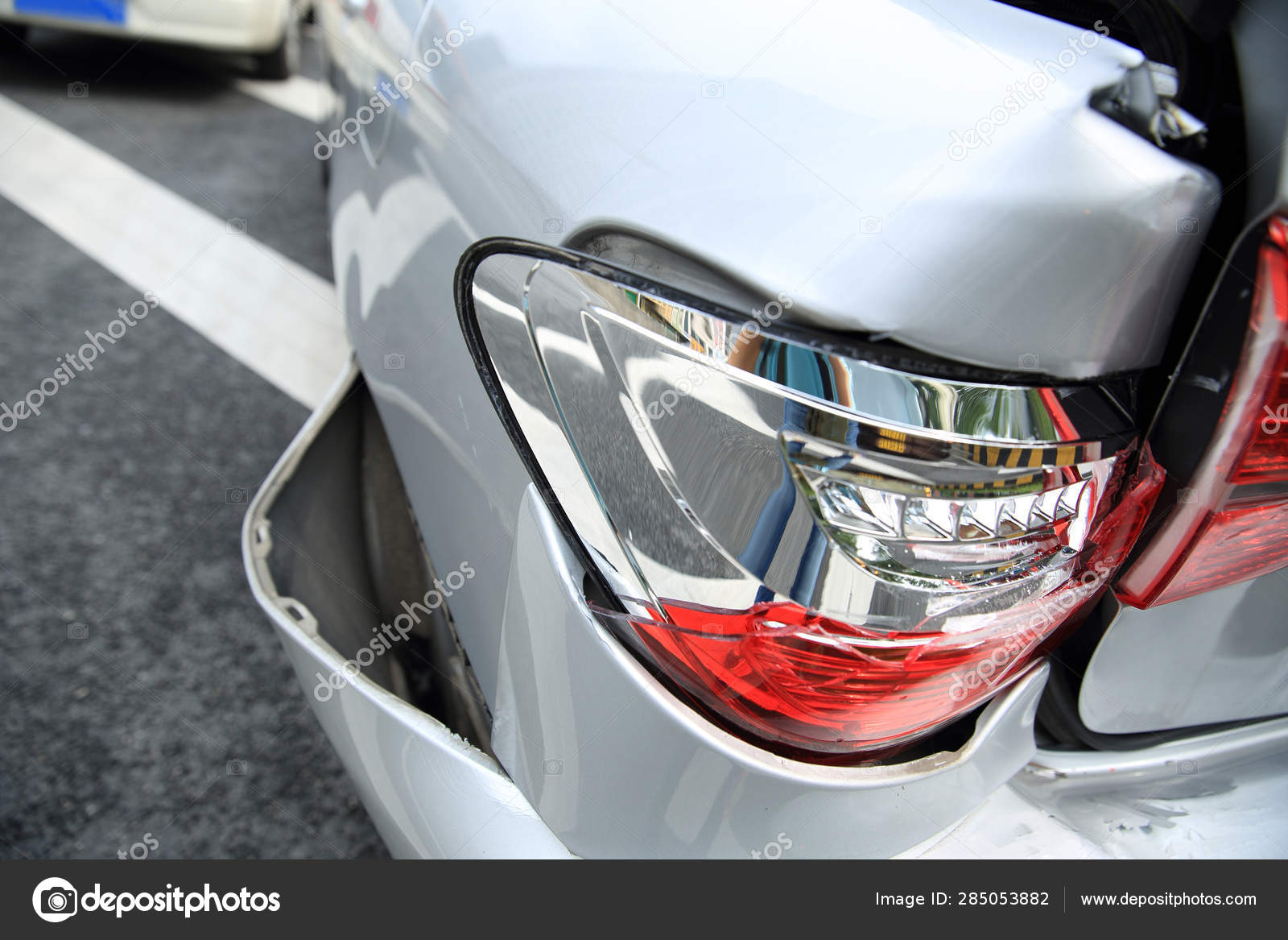 Car Crash Accident Street Damaged Automobiles Collision City — Stock ...