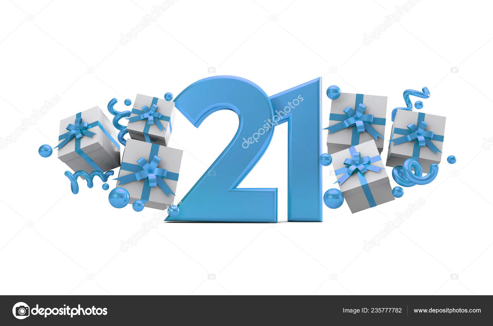 Number Blue Birthday Celebration Number Gift Boxes Rendering — Stock ...
