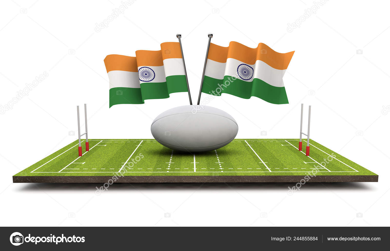 India Flags Rugby Ball Pitch Rendering — Stock Photo © InkDropCreative ...