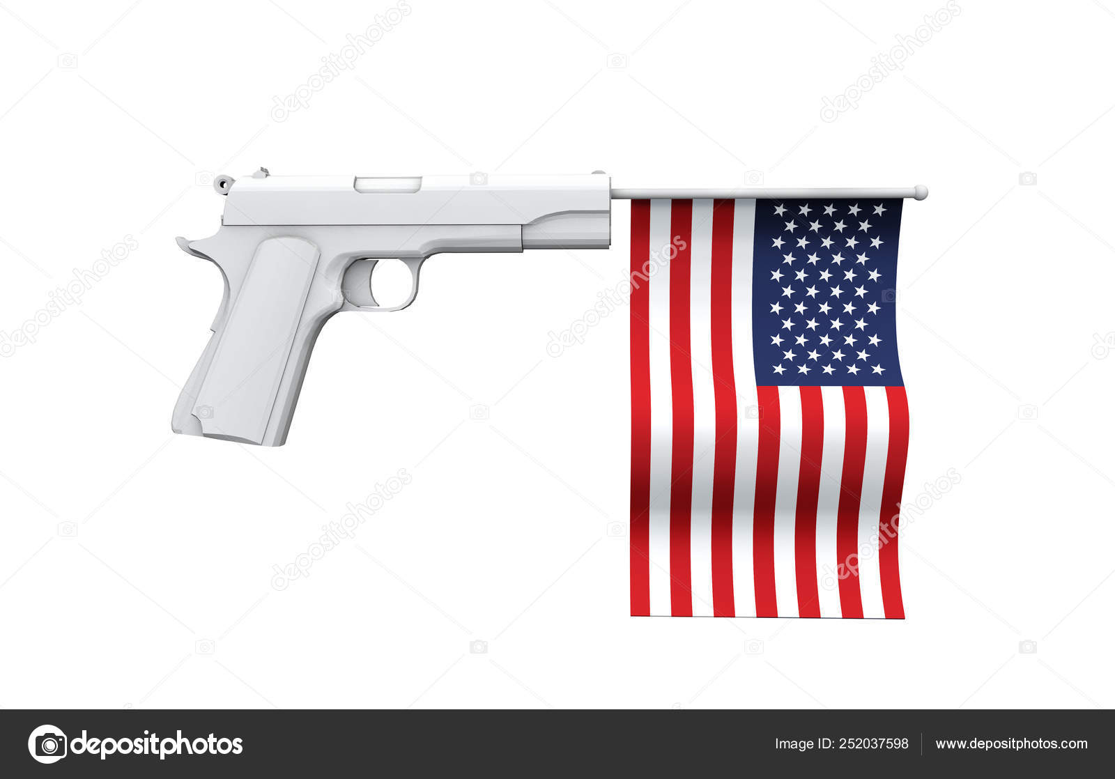 America gun control concept. Hand gun with national flag — Stock Photo ...