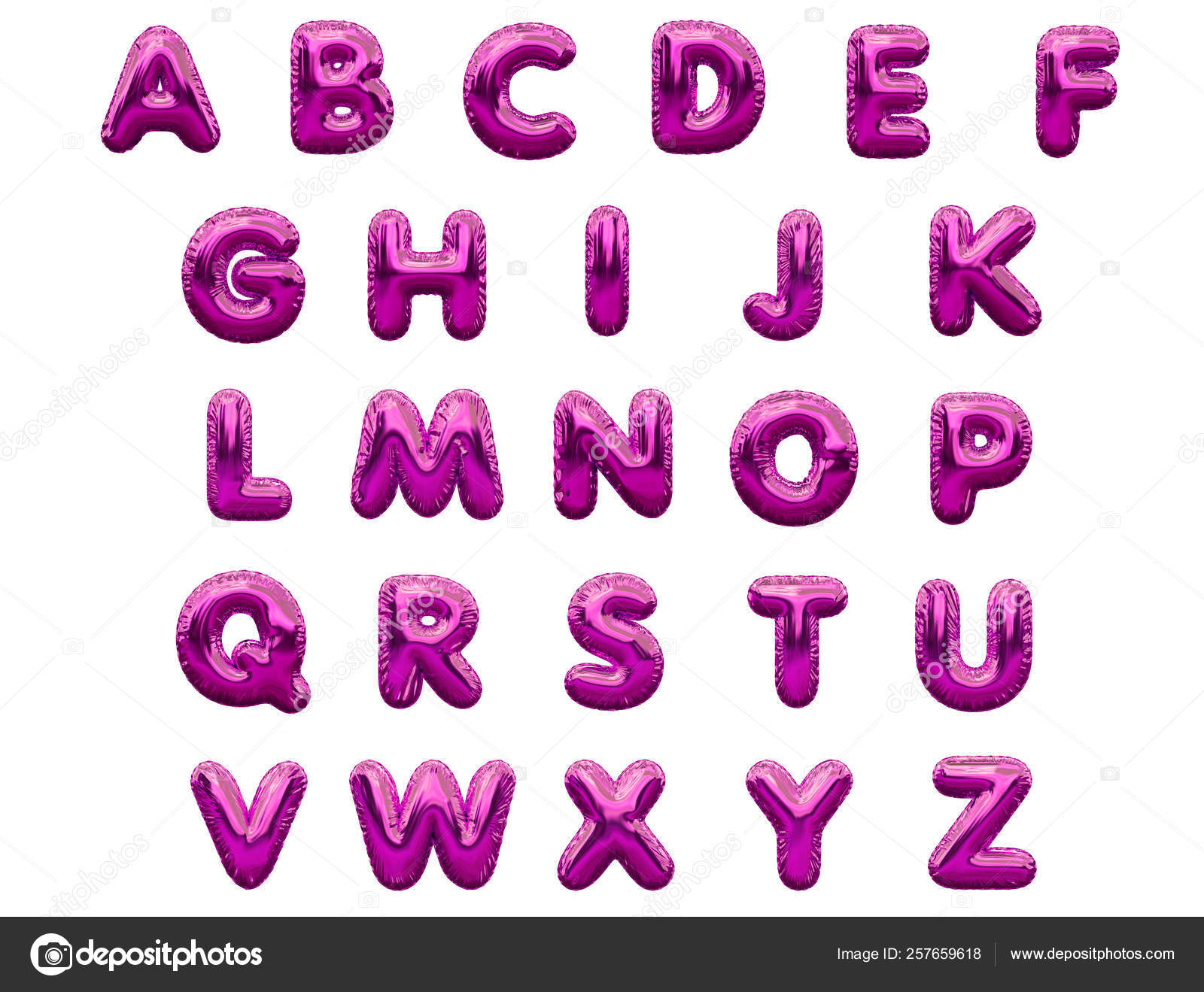 Pink alphabet foil party celebration balloons. 3D rendering — Stock ...