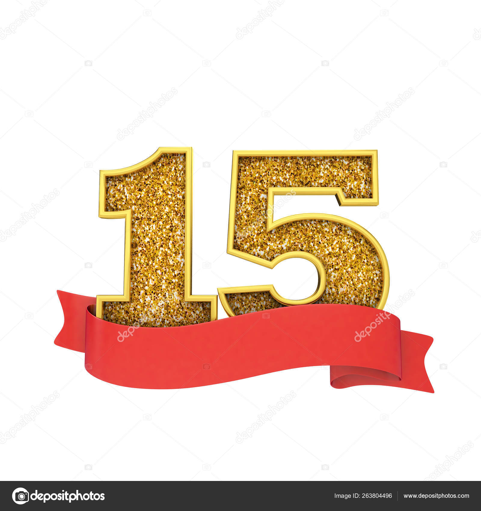 Celebración del brillo de oro número 15 con una pancarta de pergamino ...