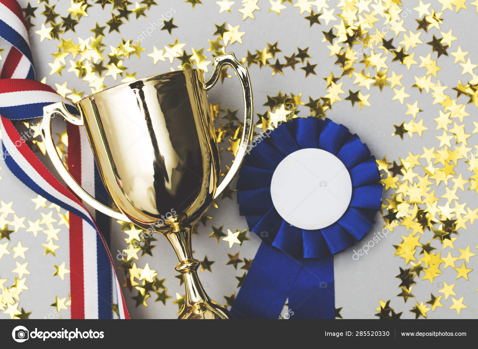 Winners background with trophy and rosette Stock Photo by ...