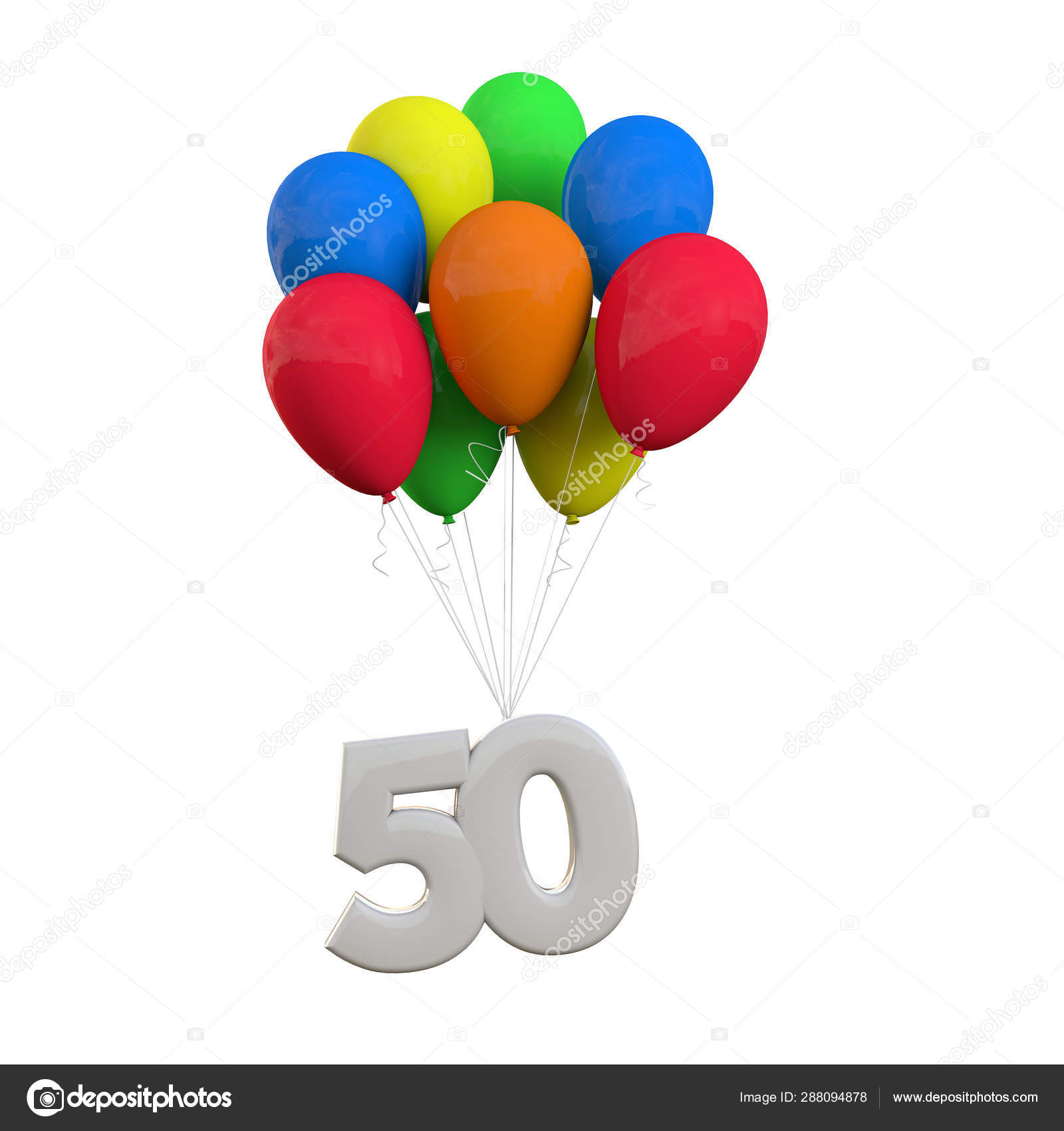 Number 50 party celebration. Number attached to a bunch of ballo ...