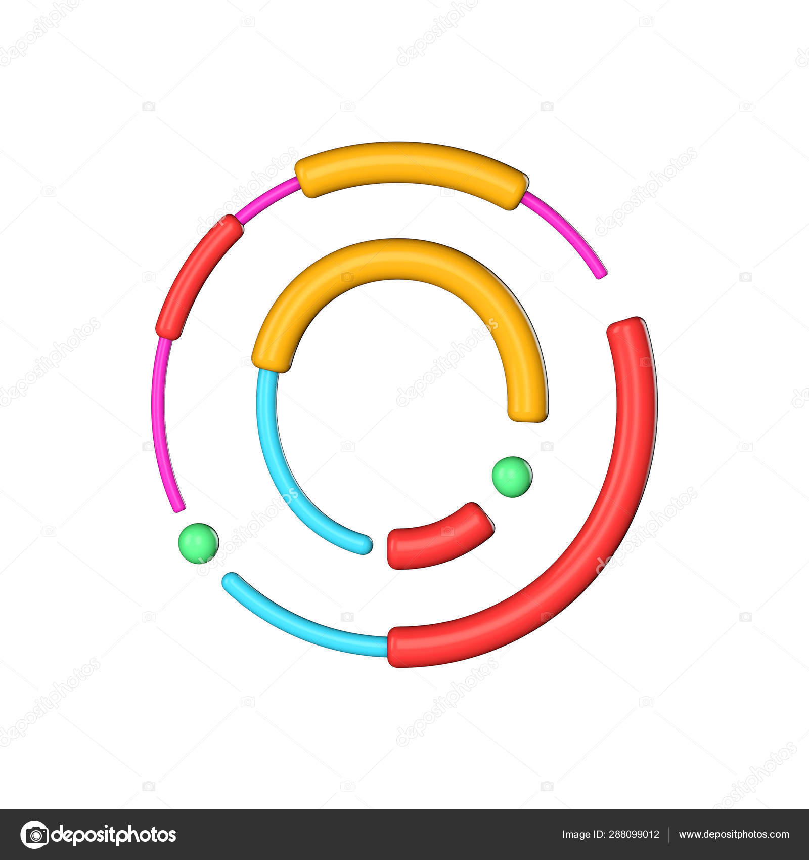 Letter O abstract modern color line font alphabet. 3D Rendering Stock ...