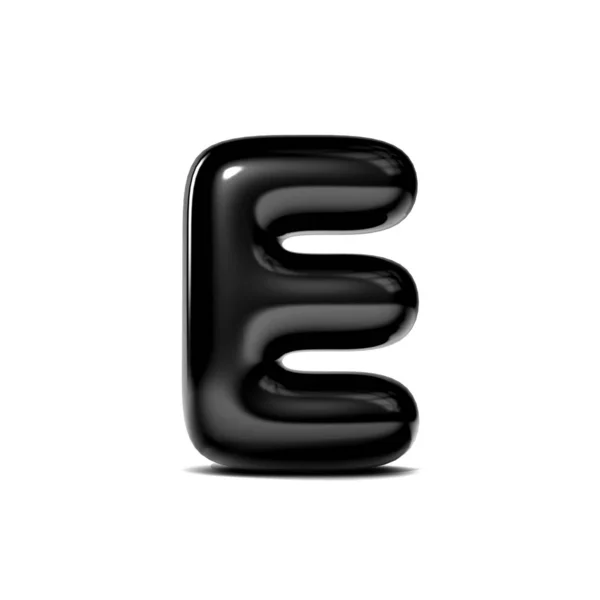 Glossy letter E bubble font isolated on white background. 3D Ren ...
