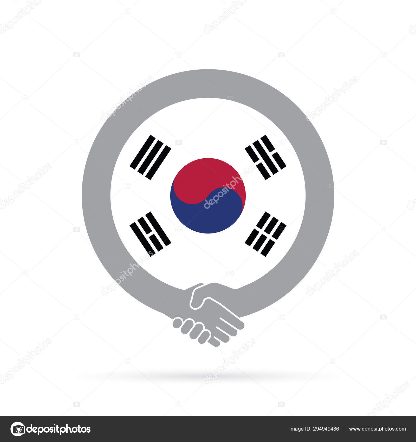 Korea flag handshake icon. agreement, welcome, cooperation conce ...