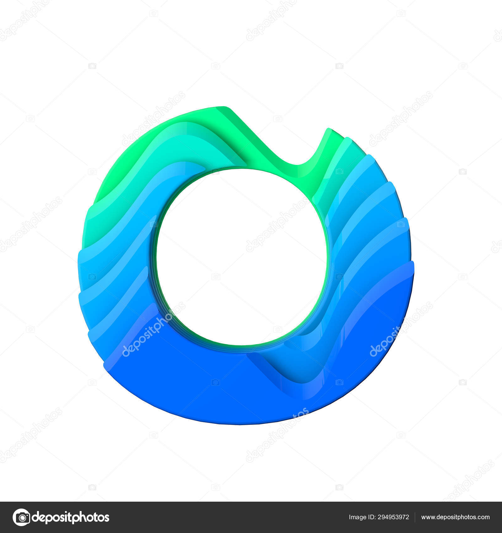 Letter O. Layered wave effect character type. 3D Rendering Stock Photo ...