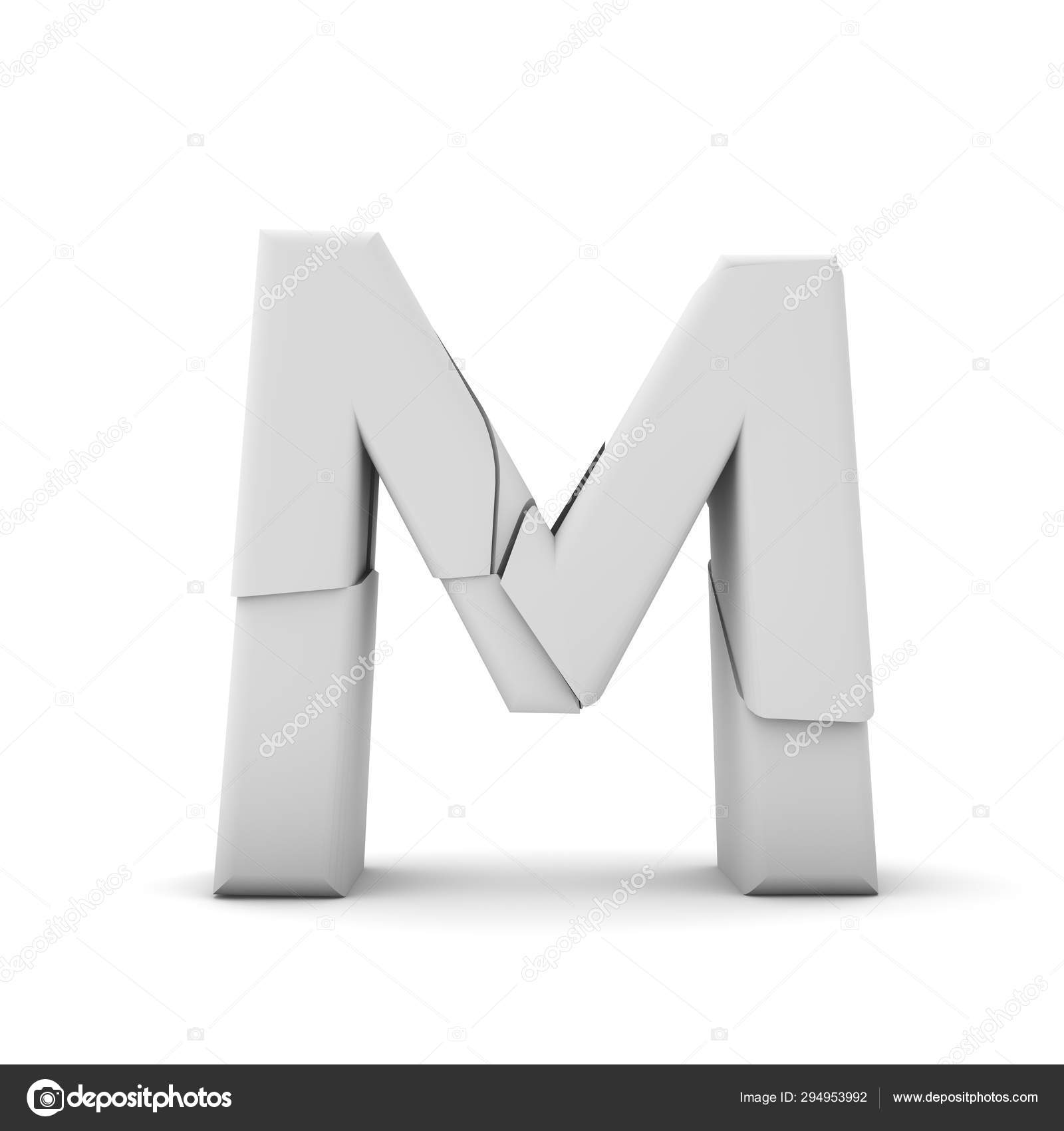 Letter M, Broken cracked font. 3D Rendering — Stock Photo ...