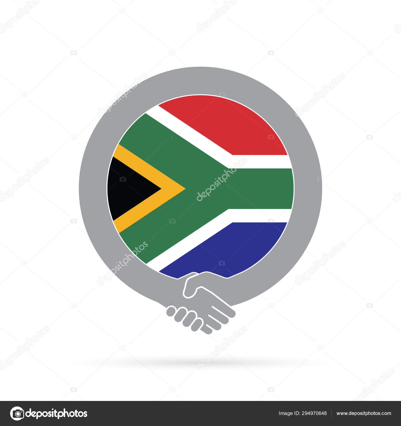 South Africa flag handshake icon. agreement, welcome, cooperatio ...