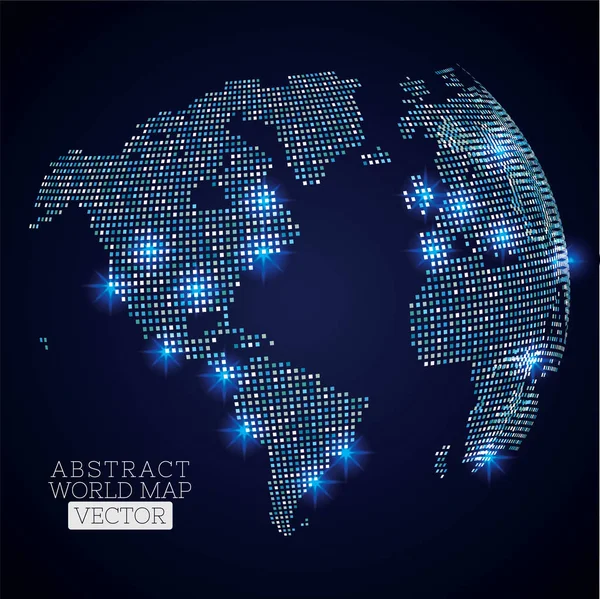 PrintPixel dot world map made from blue squares. Global technolo Stock ...