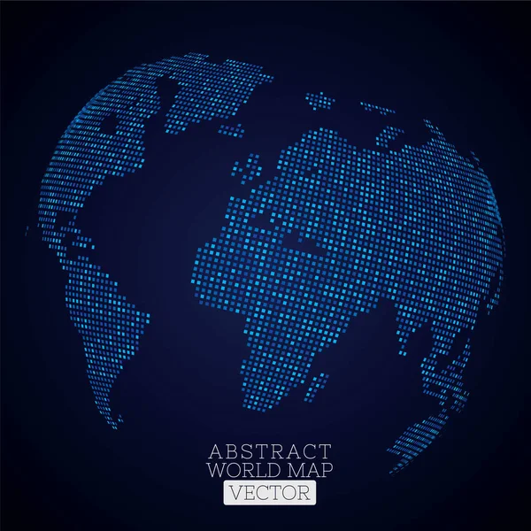 PrintPixel dot world map made from blue squares. Global technolo Stock ...